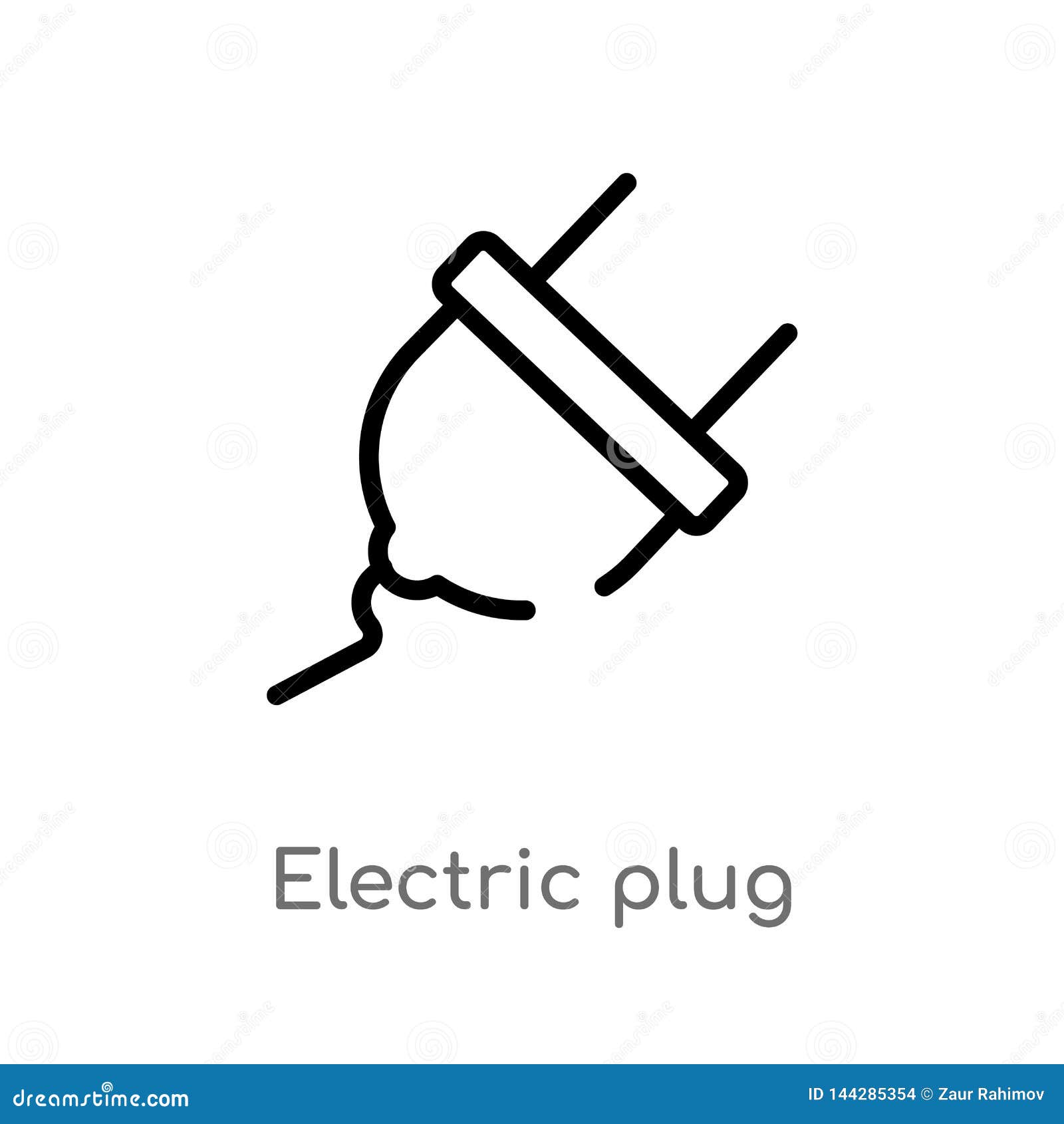 Outline Electric Plug Vector Icon. Isolated Black Simple Line Element ...