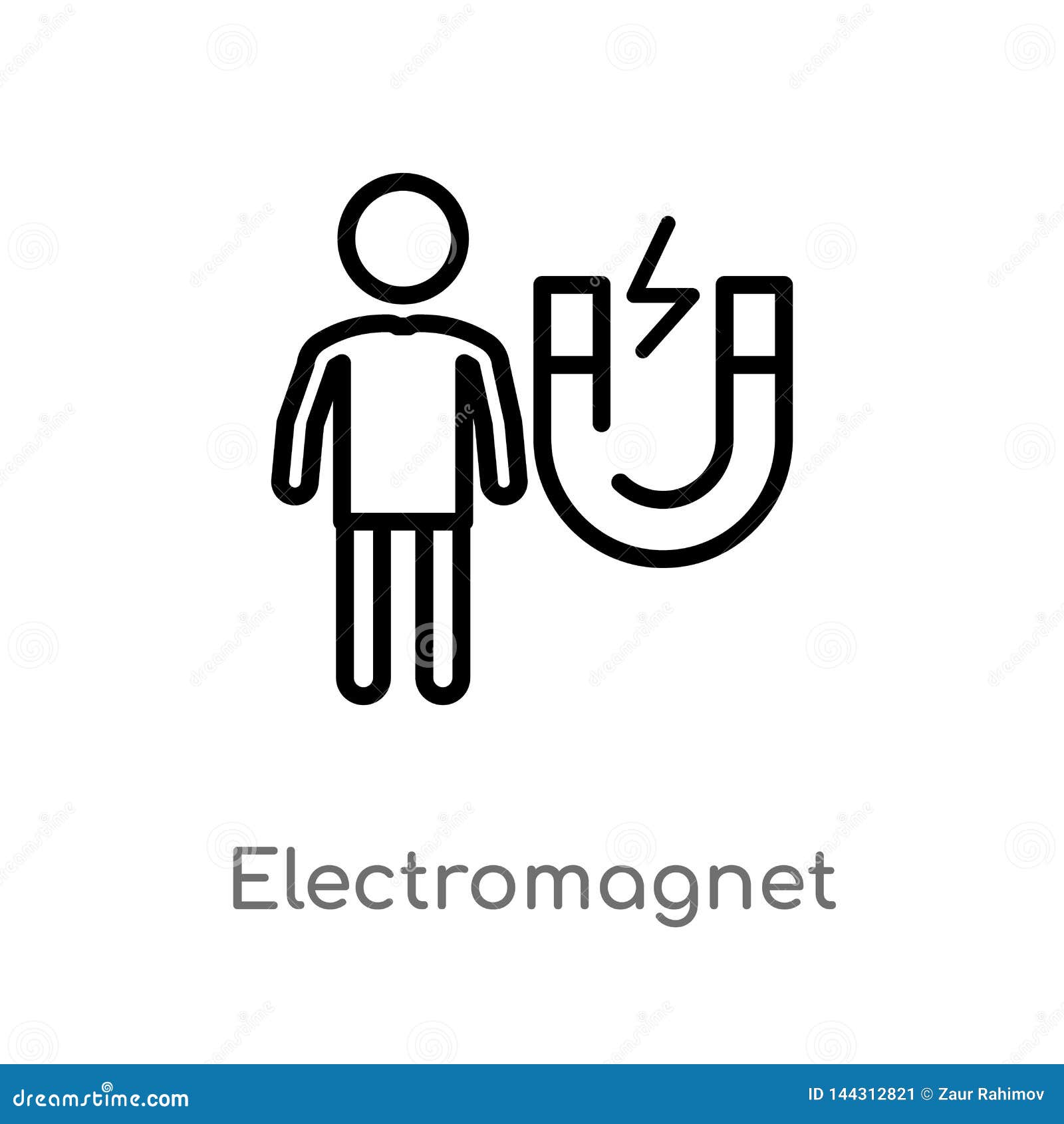 Outline Electromagnet Vector Icon. Isolated Black Simple Line Element ...