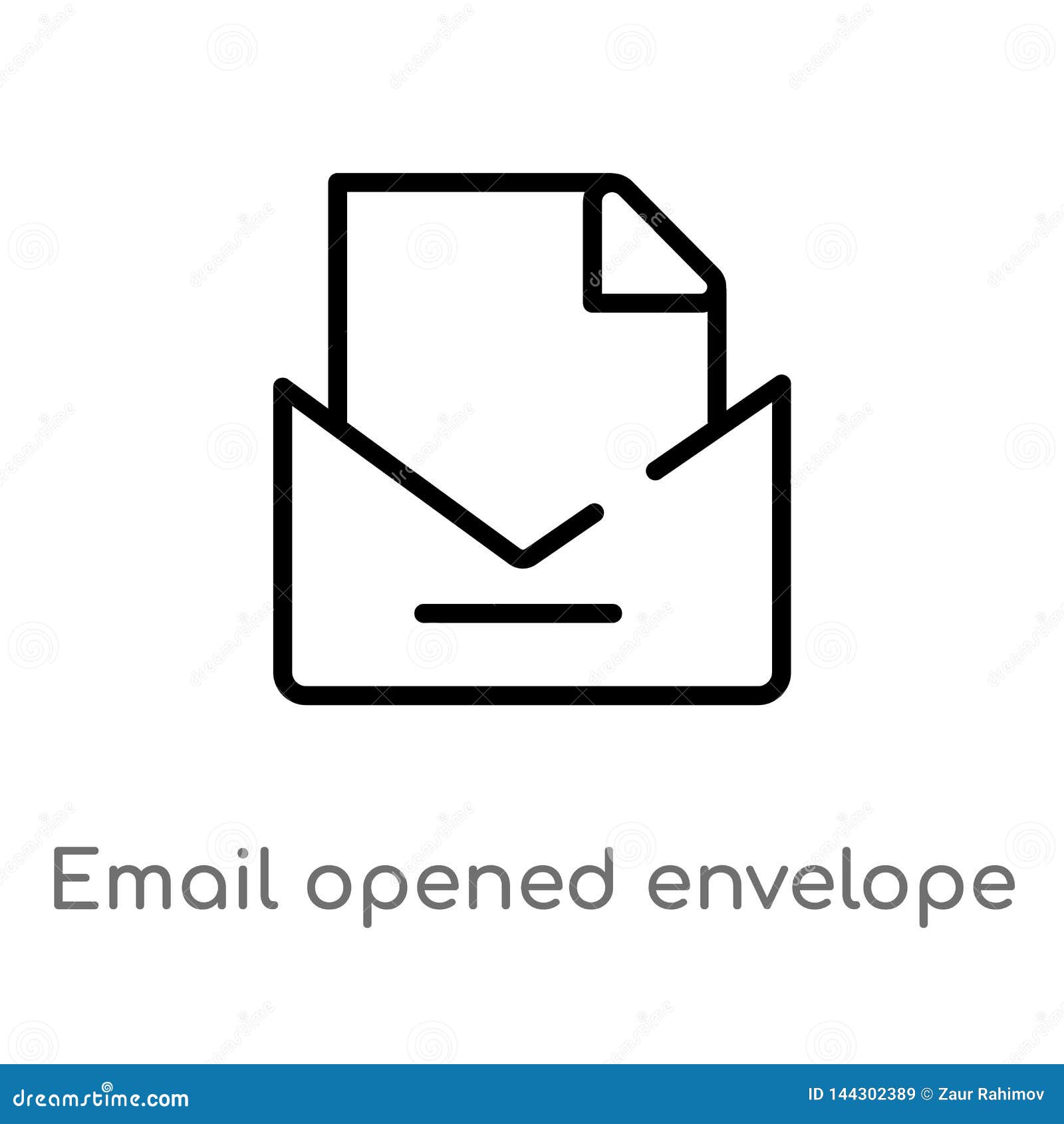 Outline Email Opened Envelope Vector Icon. Isolated Black Simple Line ...