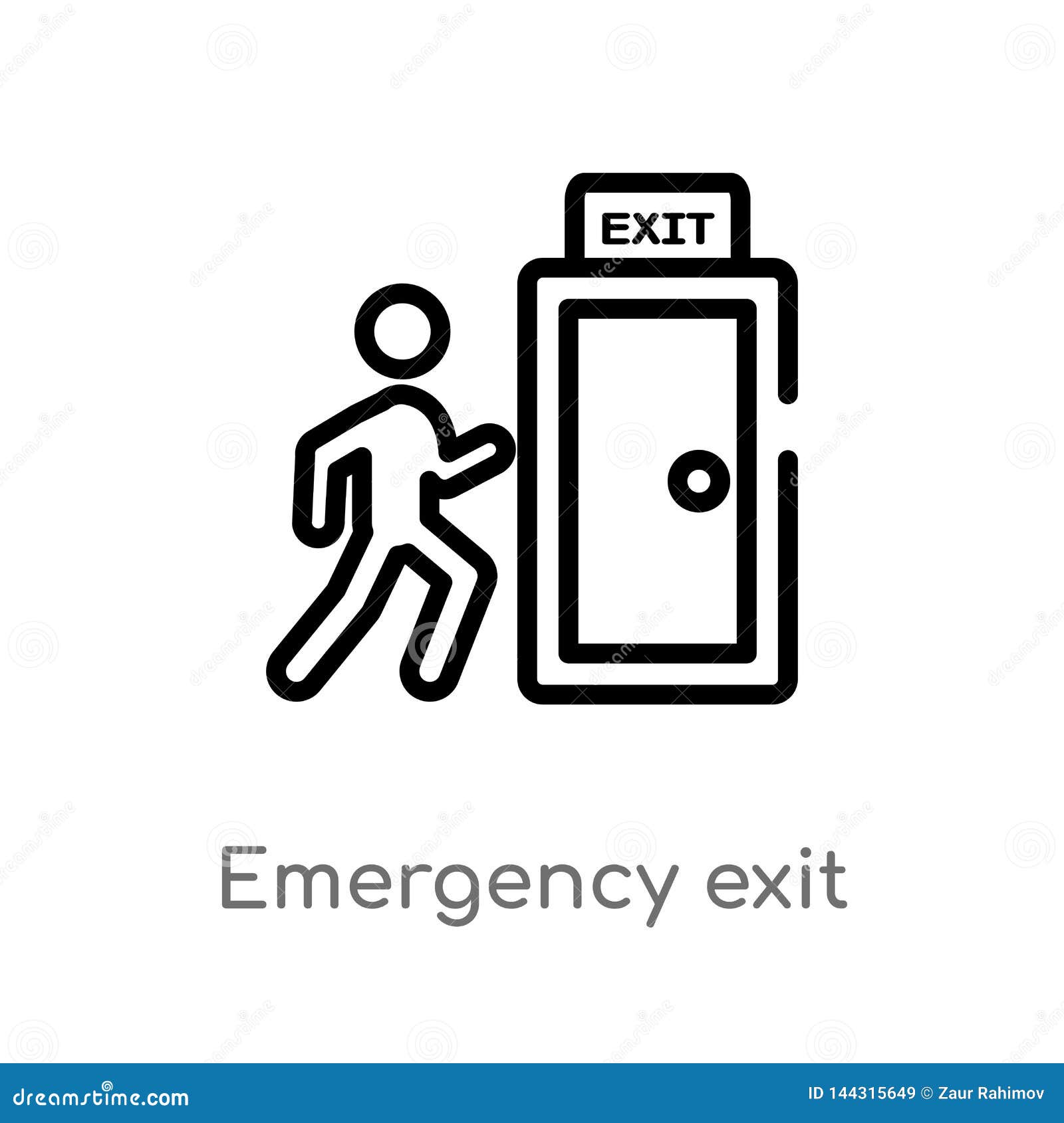 Outline Emergency Exit Vector Icon. Isolated Black Simple Line Element ...