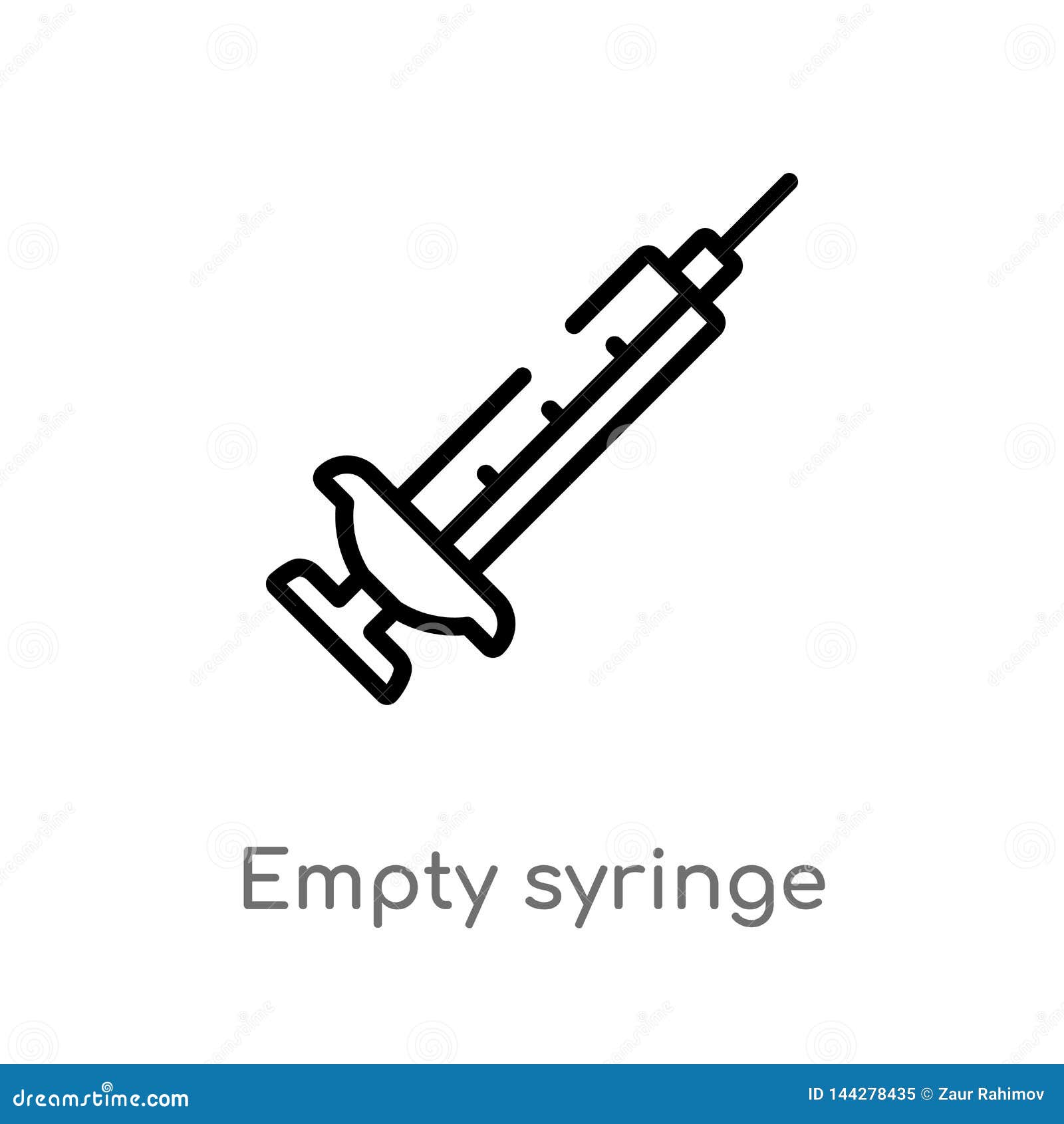 Outline Empty Syringe Vector Icon. Isolated Black Simple Line Element ...