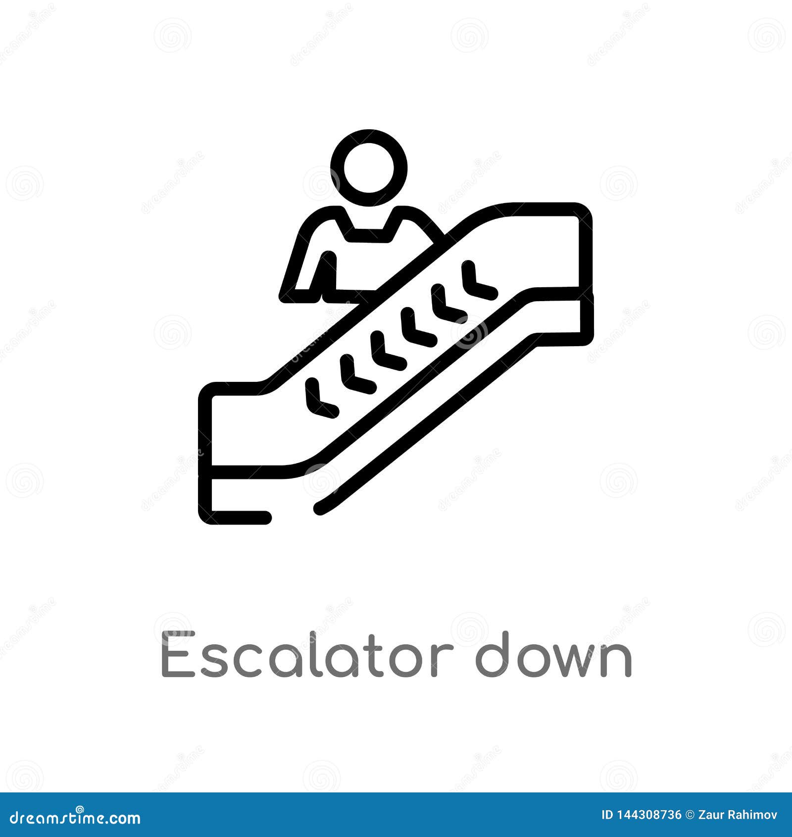 Outline Escalator Down Vector Icon. Isolated Black Simple Line Element Illustration from ...