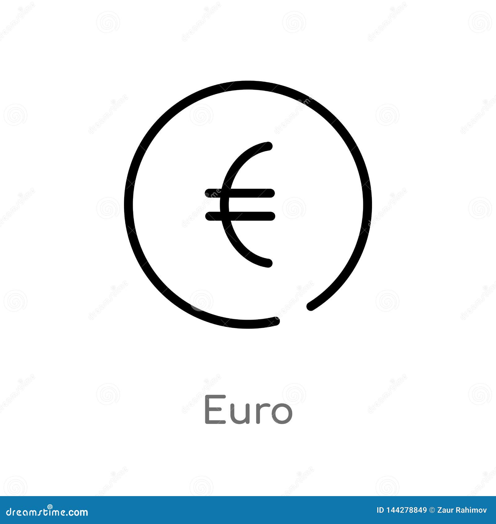 Outline Euro Vector Icon. Isolated Black Simple Line Element ...