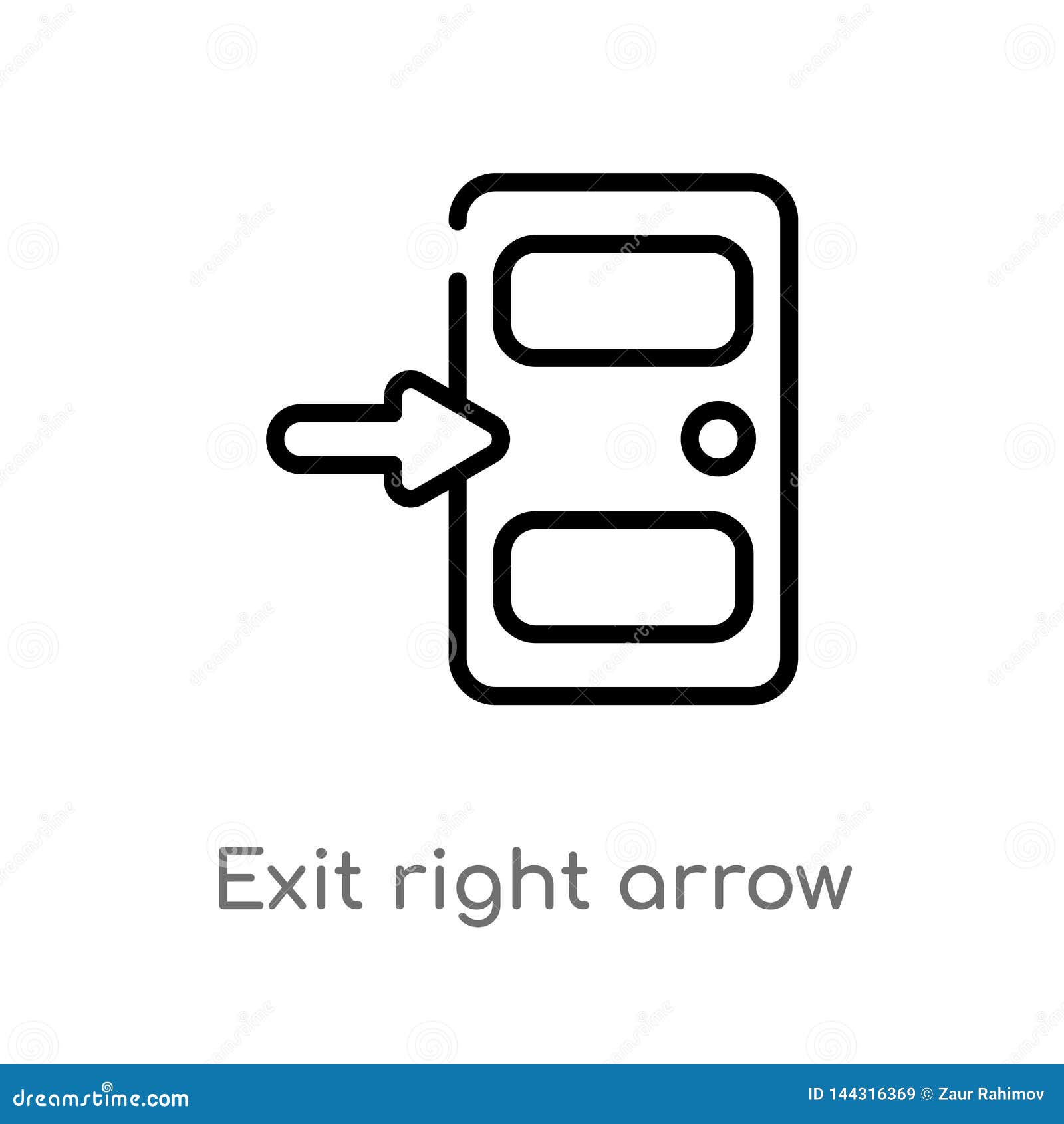 Outline Exit Right Arrow Vector Icon. Isolated Black Simple Line ...