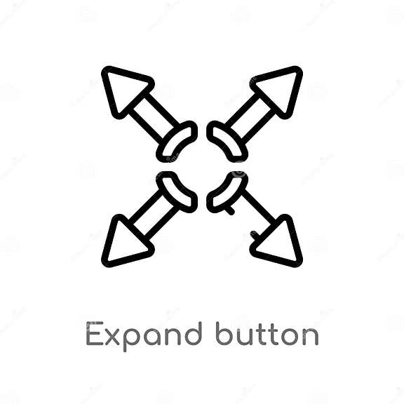 Outline Expand Button Vector Icon. Isolated Black Simple Line Element ...