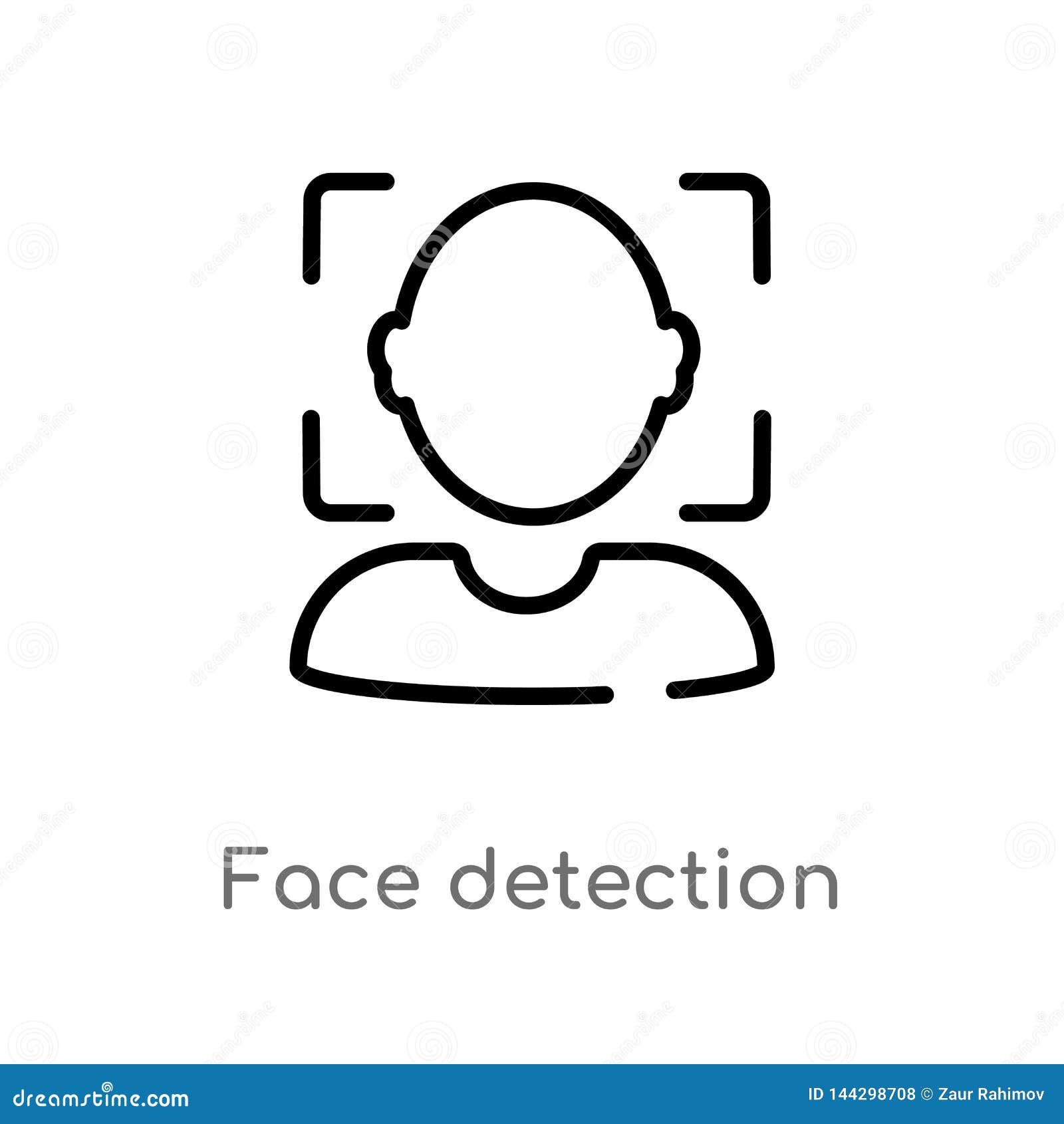 Outline Face Detection Vector Icon. Isolated Black Simple Line Element ... Outline Face Detection Vector Icon. Isolated Black Simple Line Element ...