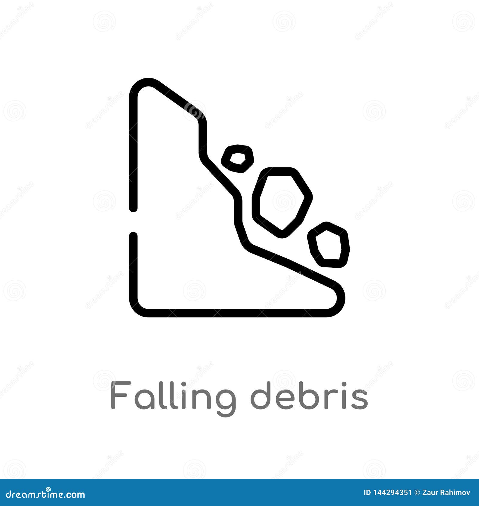 Outline Falling Debris Vector Icon. Isolated Black Simple Line Element ...