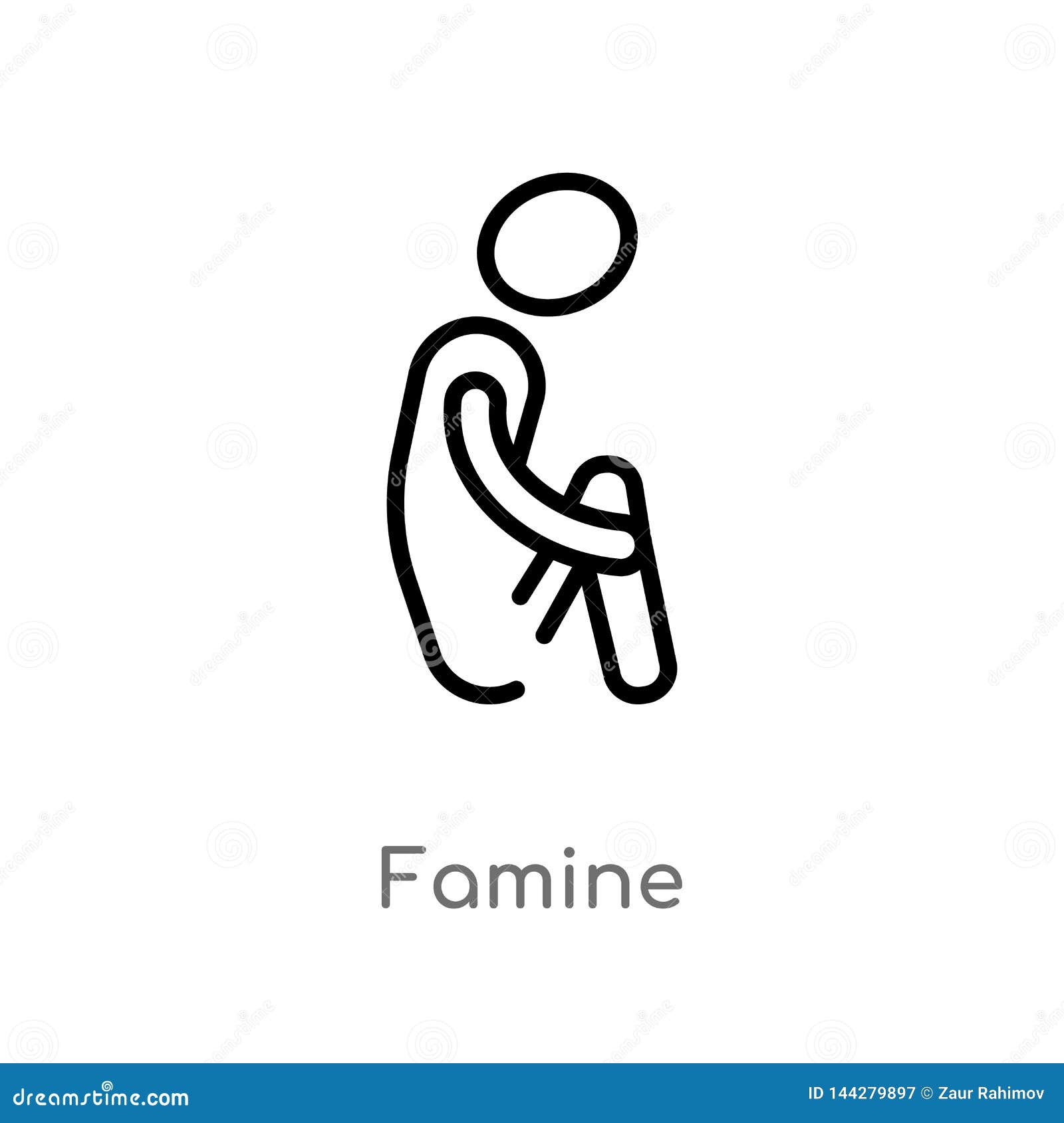 Outline Famine Vector Icon. Isolated Black Simple Line Element ...