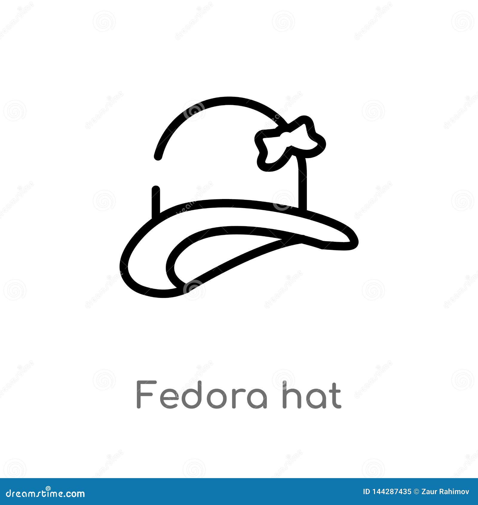 Outline Fedora Hat Vector Icon. Isolated Black Simple Line Element ...