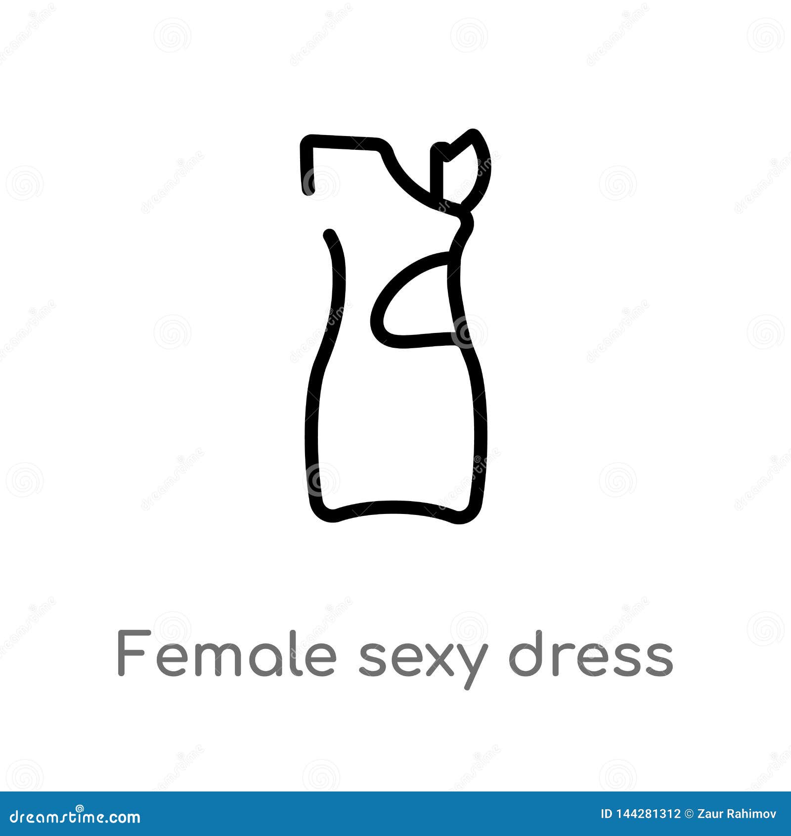 Outline Female Dress Vector Icon Isolated Black Simple Line Element Illustration From Fashion