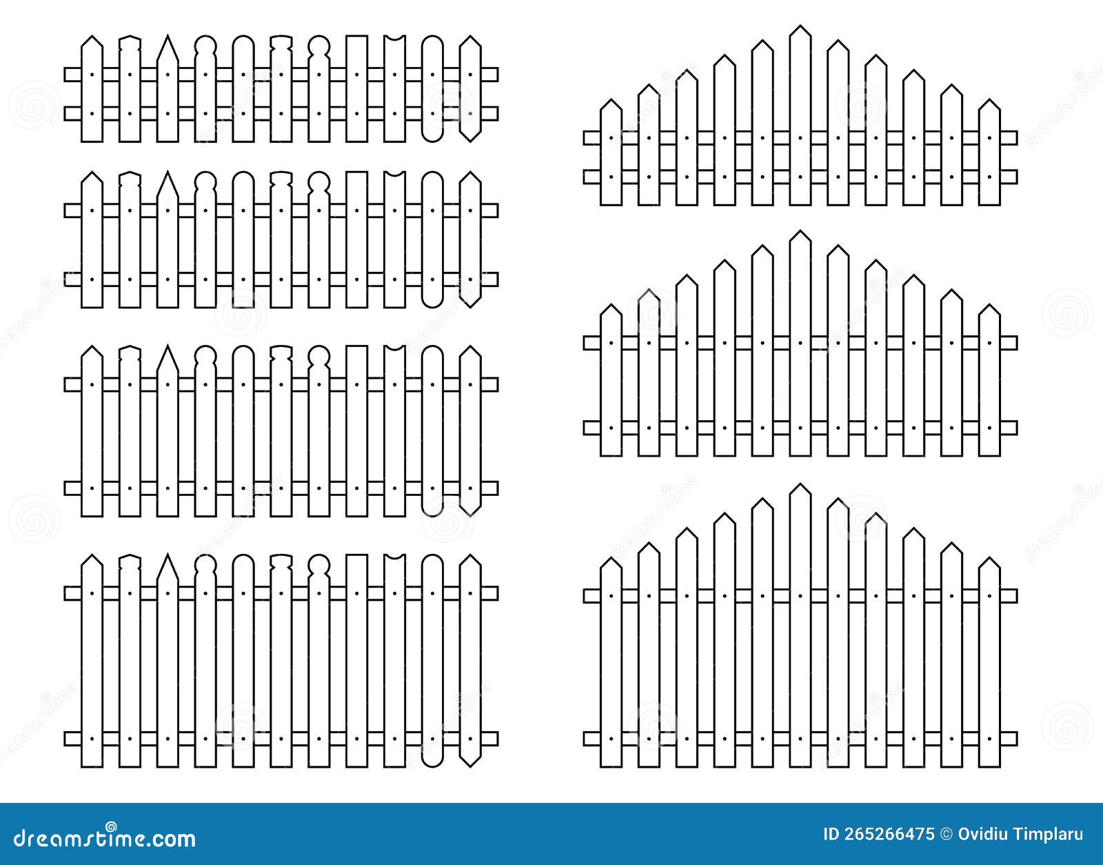 Outline Fence in Flat Style Vector Illustration Isolated on White Stock ...