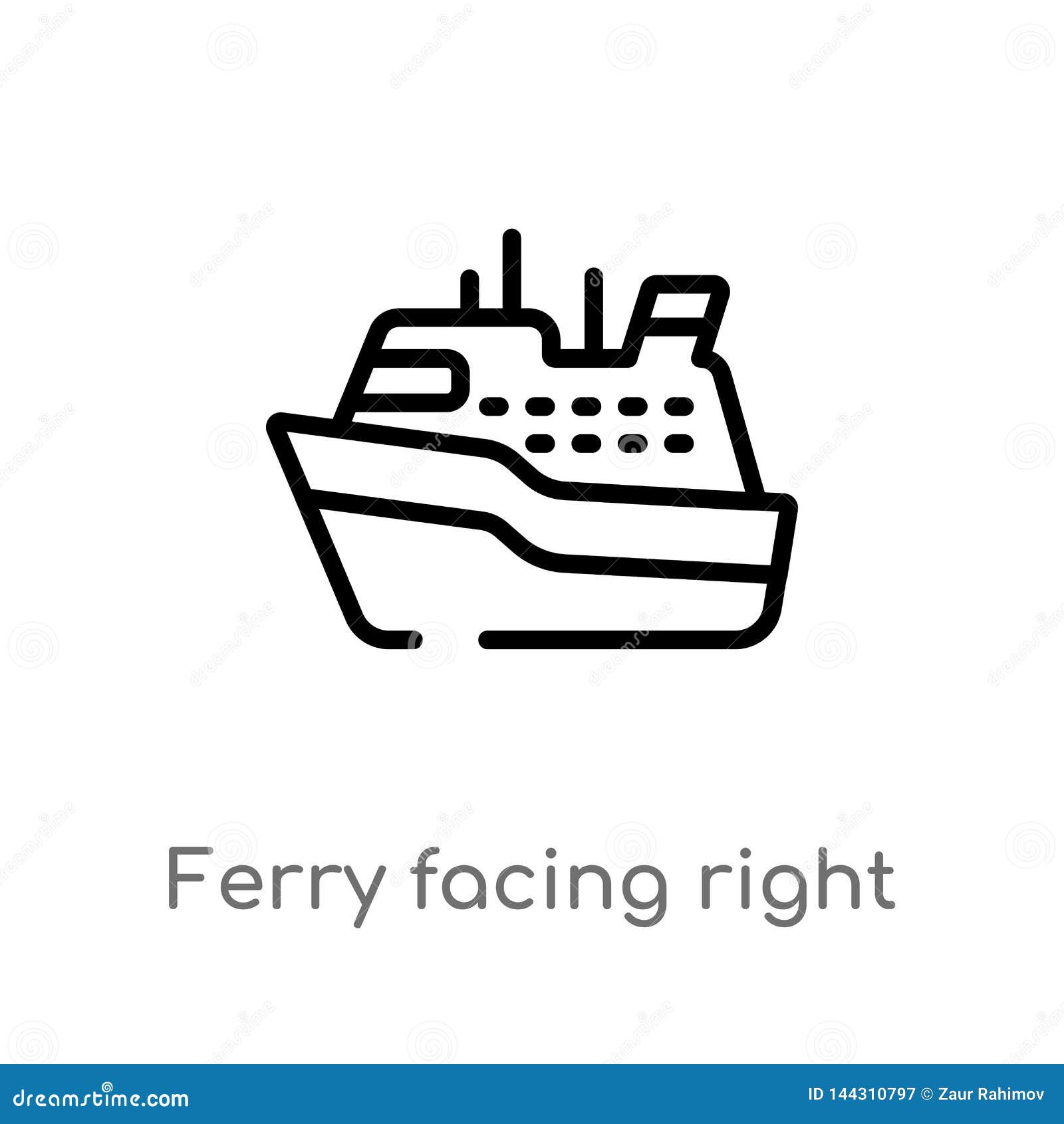 Outline Ferry Facing Right Vector Icon. Isolated Black Simple Line ...