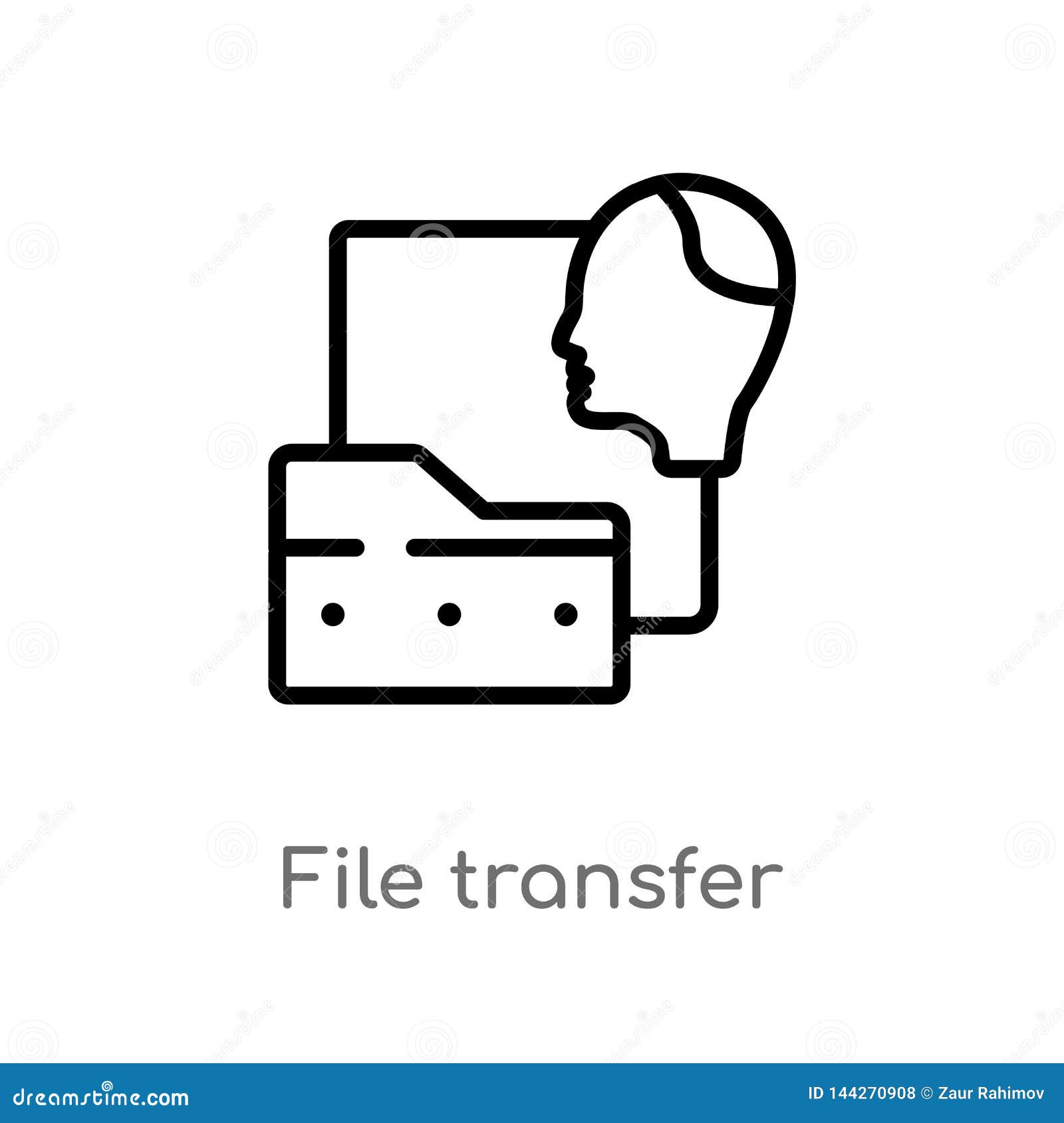 Outline File Transfer Vector Icon. Isolated Black Simple Line Element ...