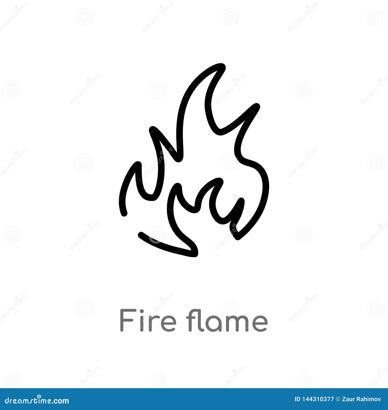 Outline Fire Flame Vector Icon. Isolated Black Simple Line Element ...