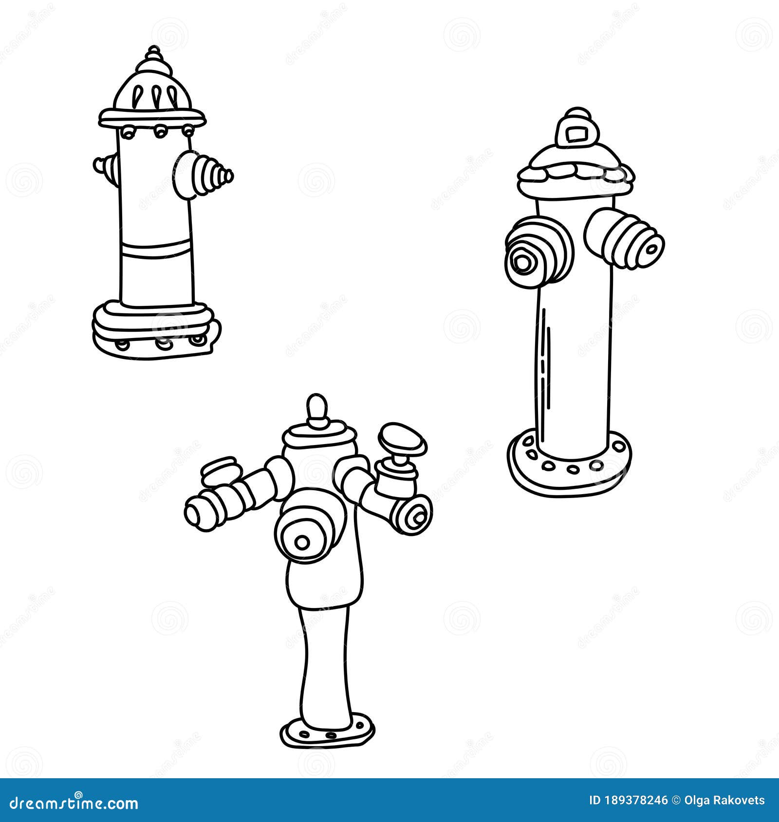 Outline Fire Hydrant, Set of Vector Illustration, Hand Draw Art Stock ...