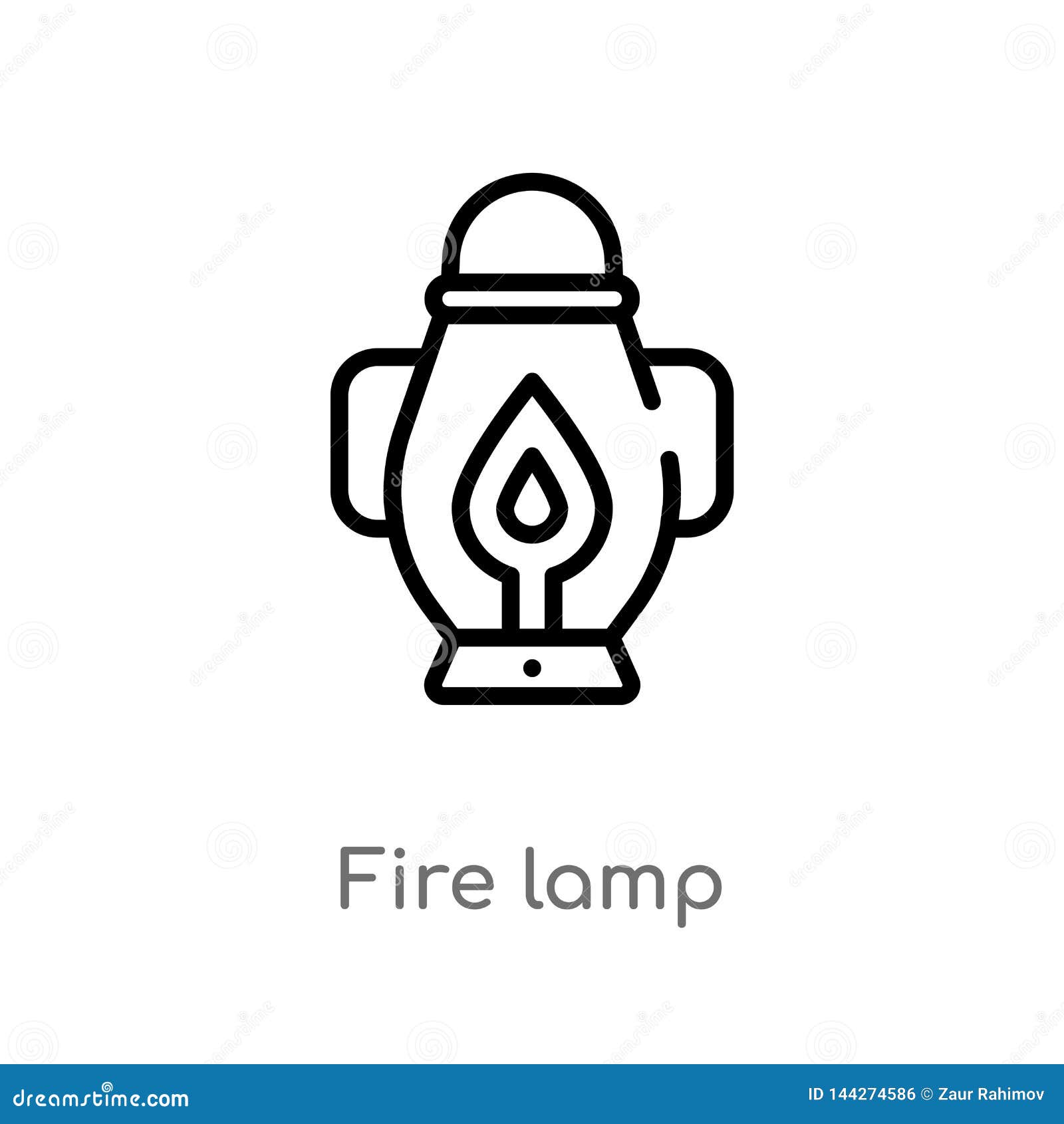 Outline Fire Lamp Vector Icon. Isolated Black Simple Line Element ...