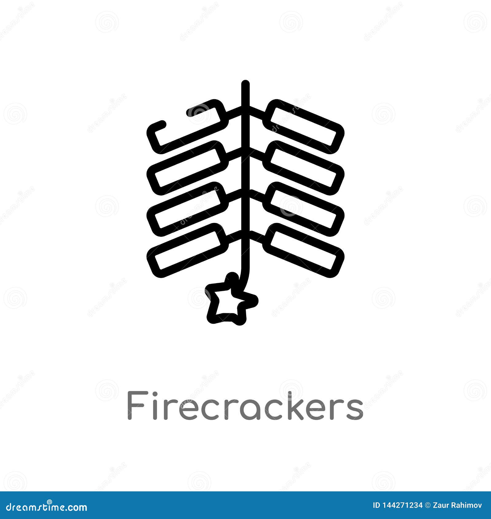 Outline Firecrackers Vector Icon. Isolated Black Simple Line Element ...