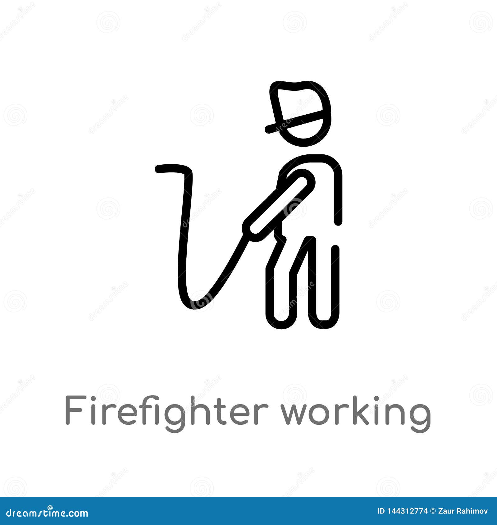 Outline Firefighter Working Vector Icon. Isolated Black Simple Line ...