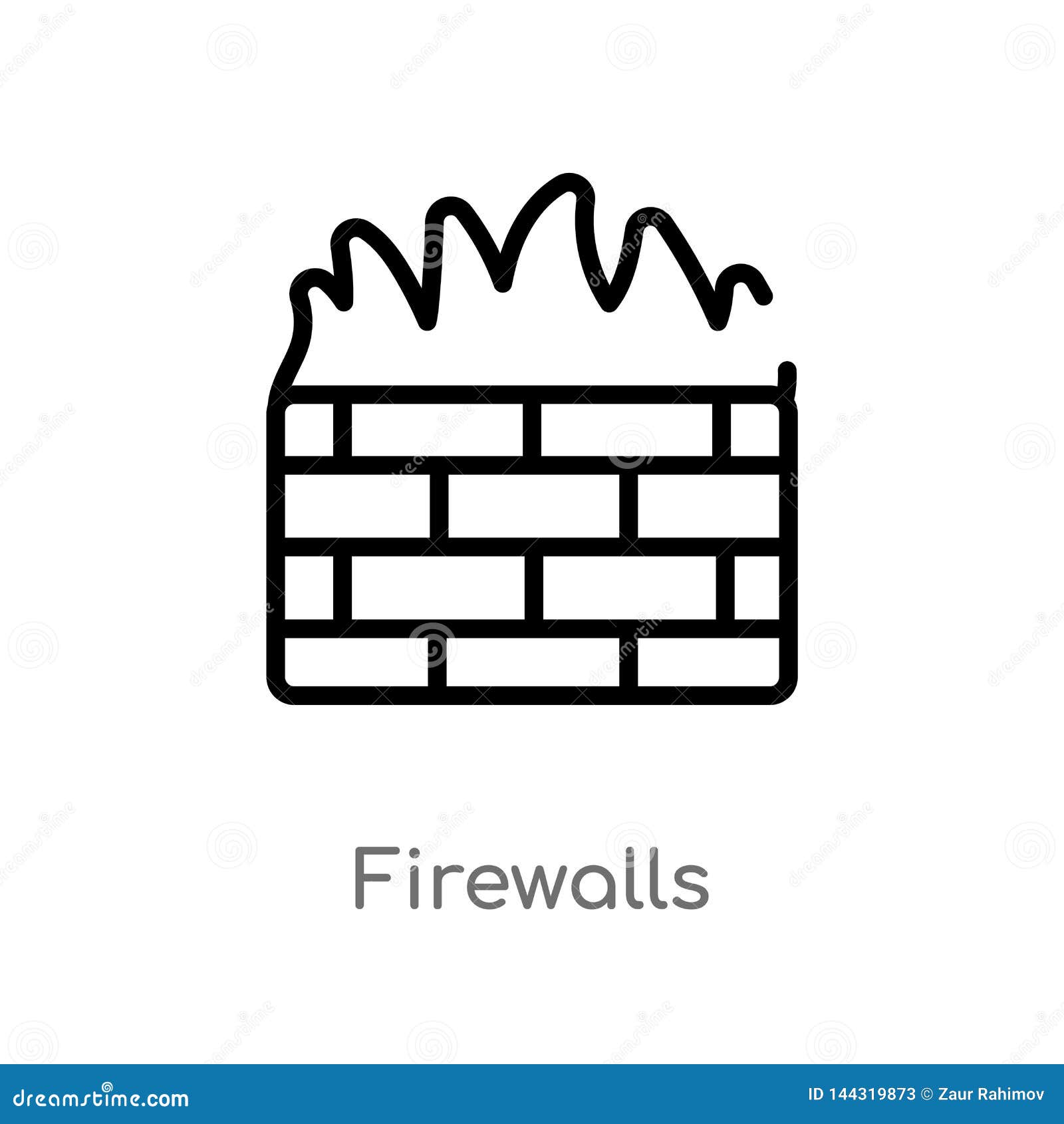 Outline Firewalls Vector Icon. Isolated Black Simple Line Element ...