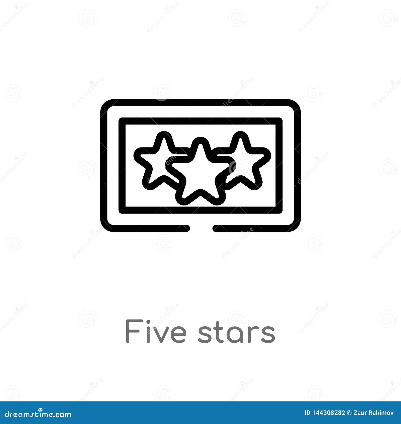 Outline Five Stars Vector Icon. Isolated Black Simple Line Element ...