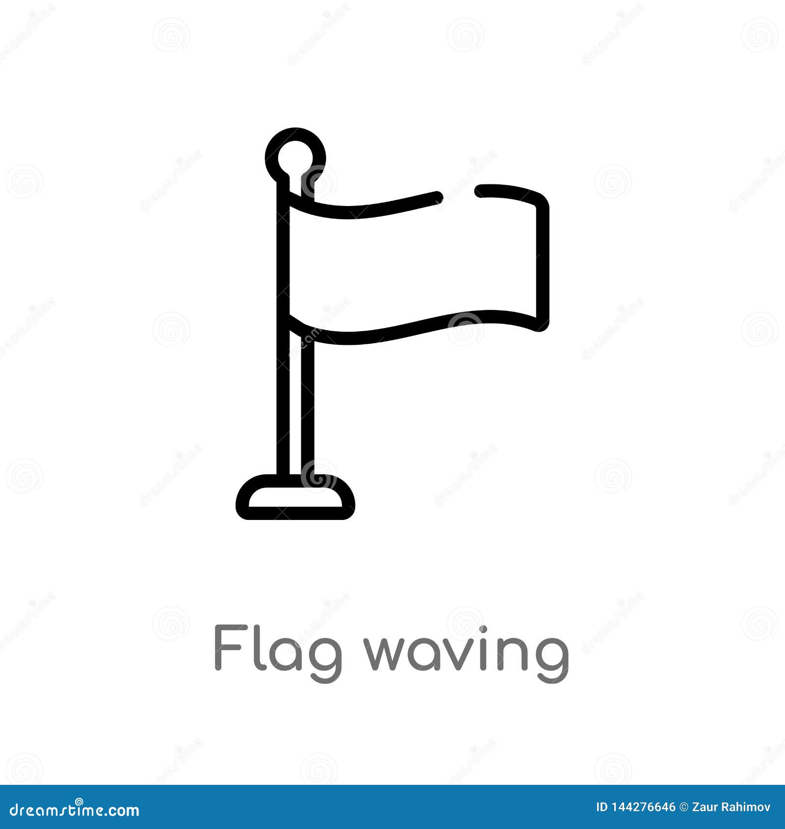 Outline Flag Waving Vector Icon. Isolated Black Simple Line Element ...