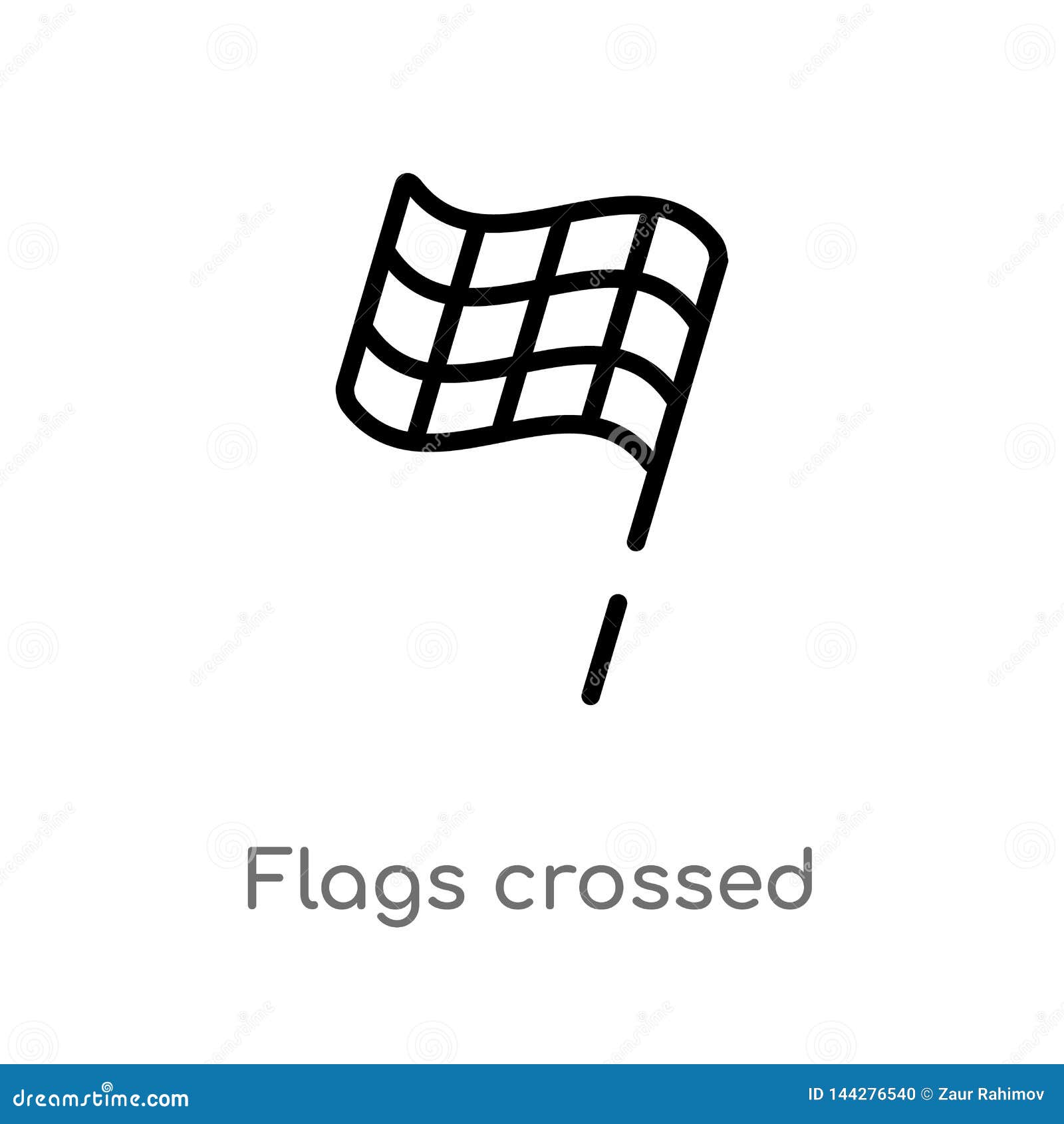 Outline Flags Crossed Vector Icon. Isolated Black Simple Line Element ...