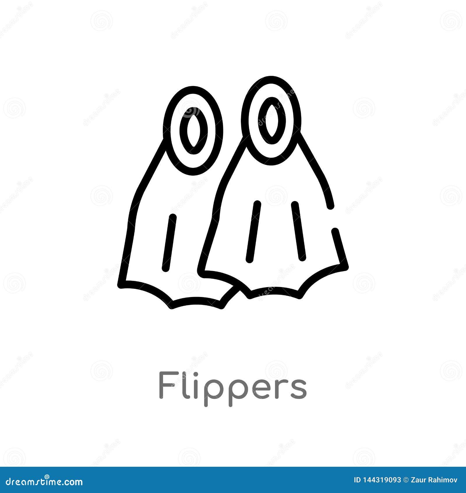Outline Flippers Vector Icon. Isolated Black Simple Line Element ...
