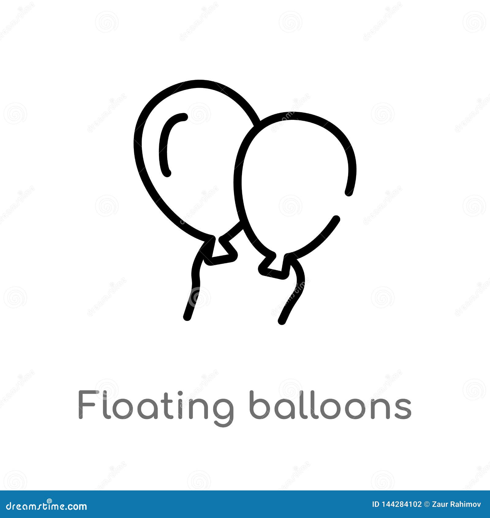 Outline Floating Balloons Vector Icon. Isolated Black Simple Line ...