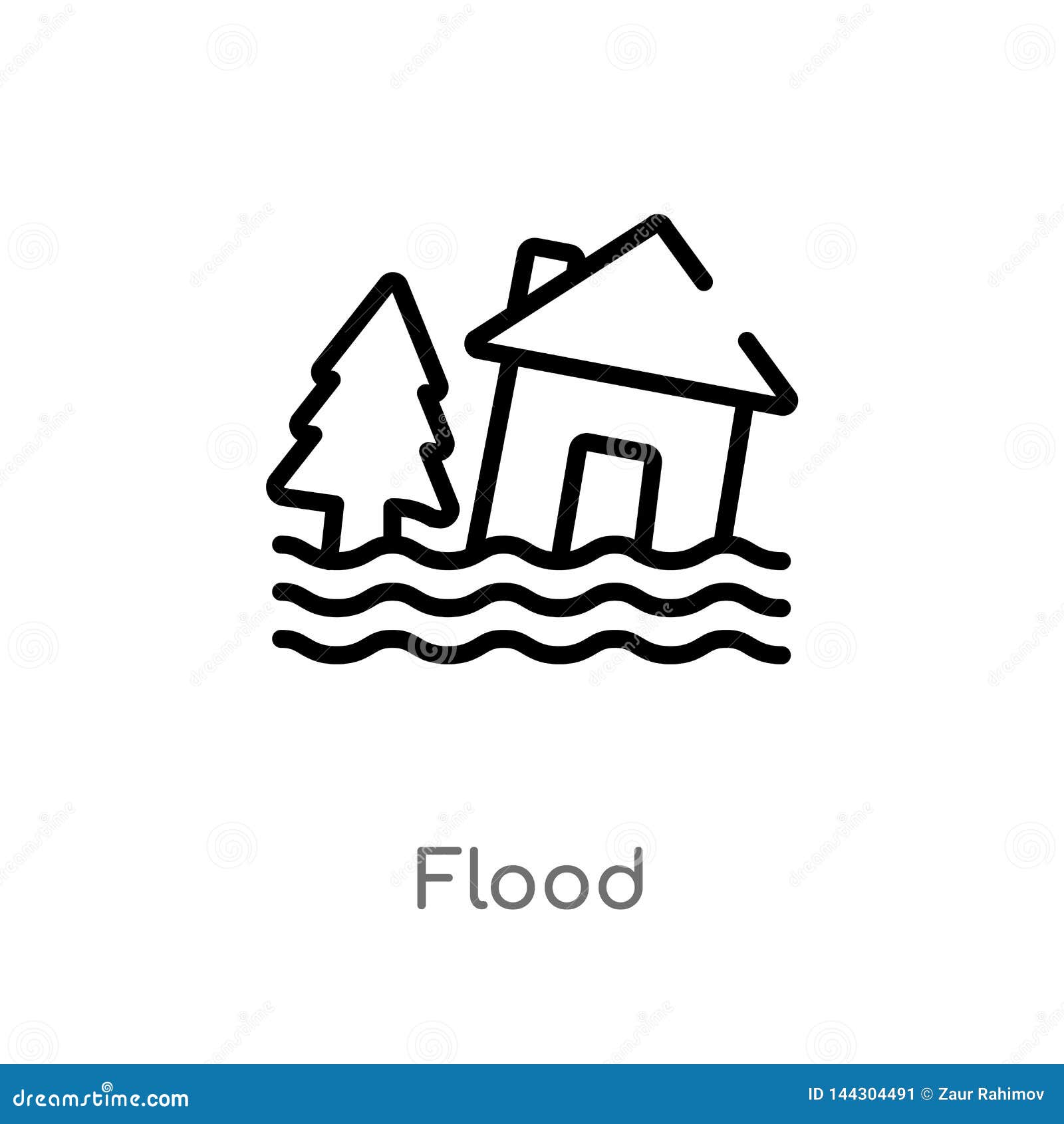 Outline Flood Vector Icon. Isolated Black Simple Line Element ... Outline Flood Vector Icon. Isolated Black Simple Line Element ...