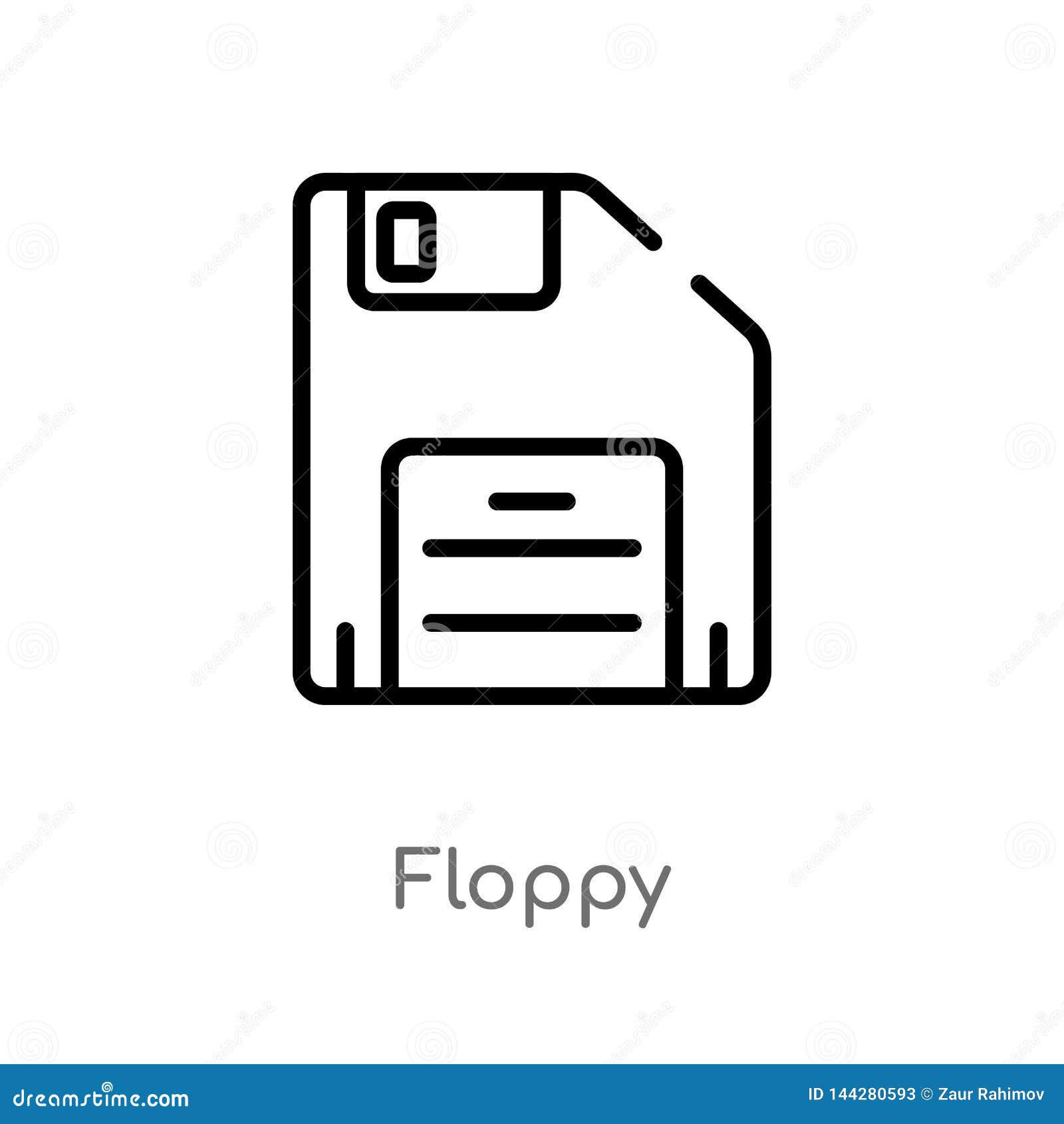 Outline Floppy Vector Icon. Isolated Black Simple Line Element ...