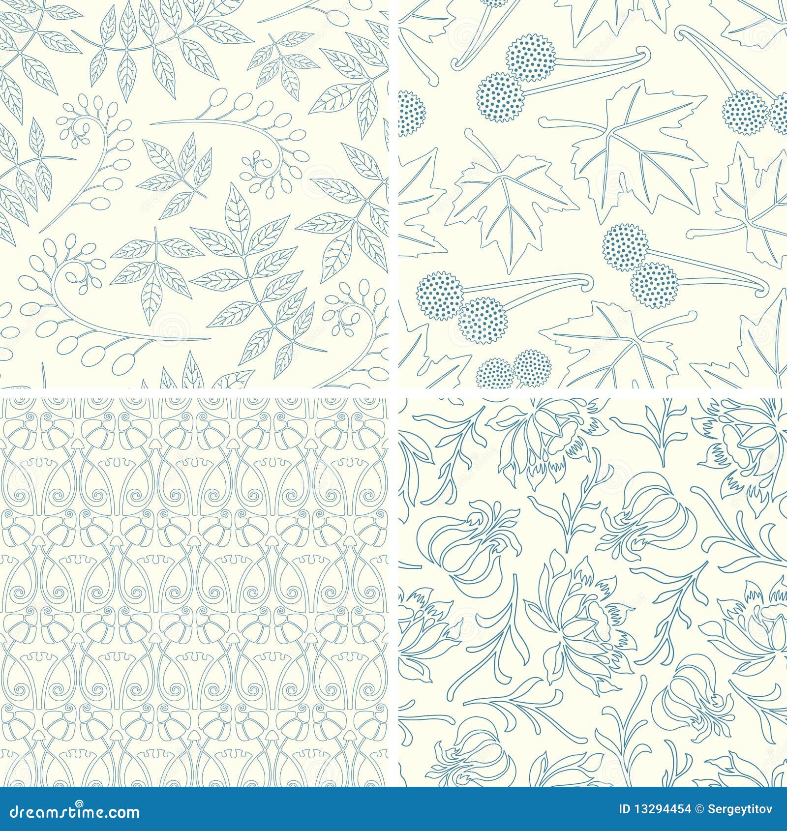 Outline floral patterns stock vector. Illustration of decoration - 13294454