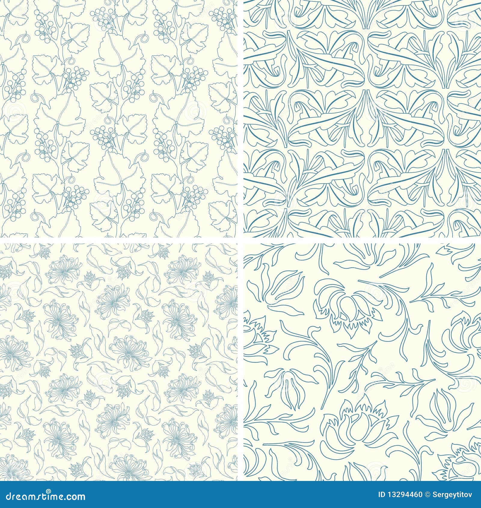 Outline floral patterns stock vector. Illustration of leaf - 13294460