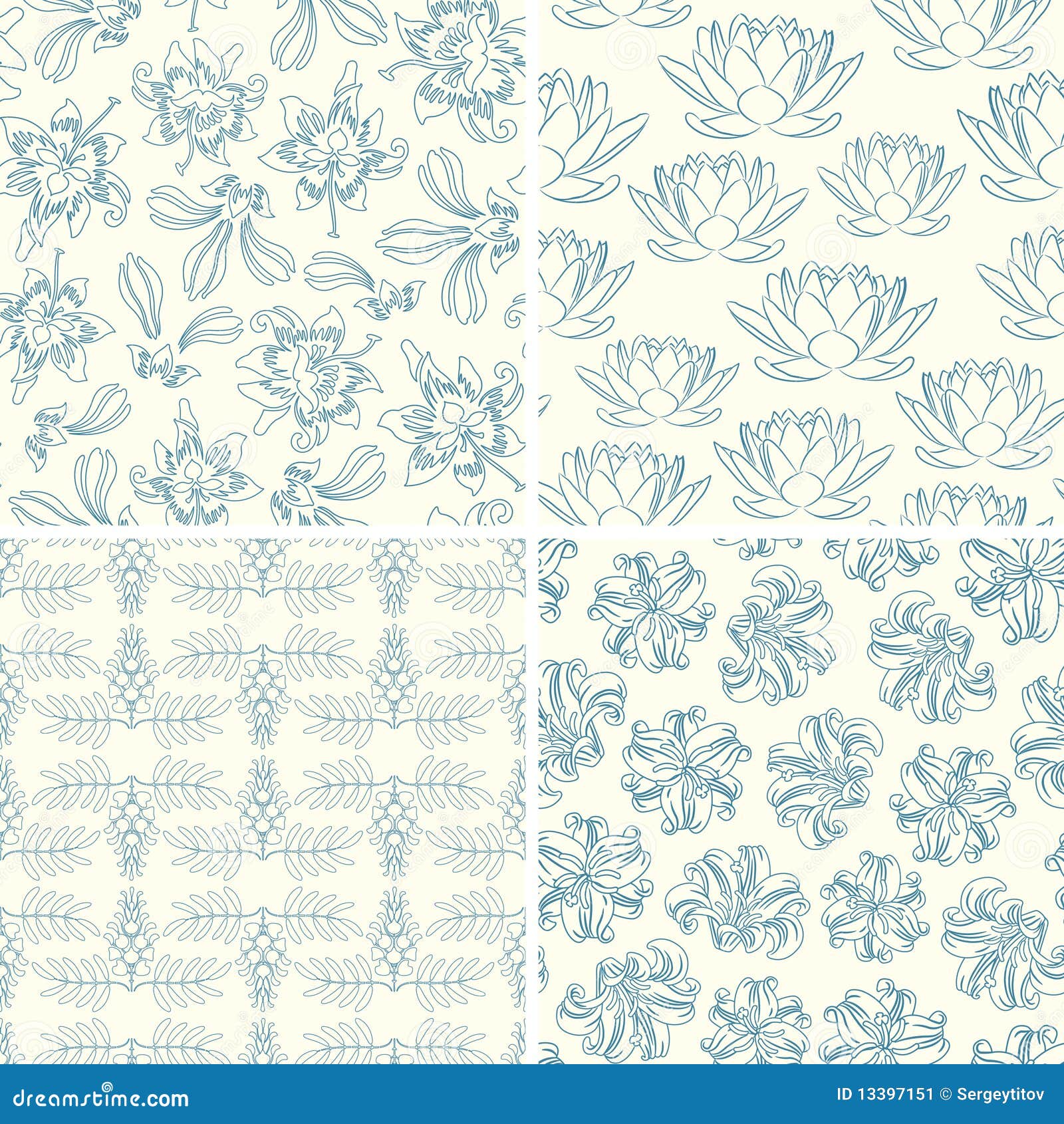 Outline floral patterns stock vector. Illustration of bush - 13397151