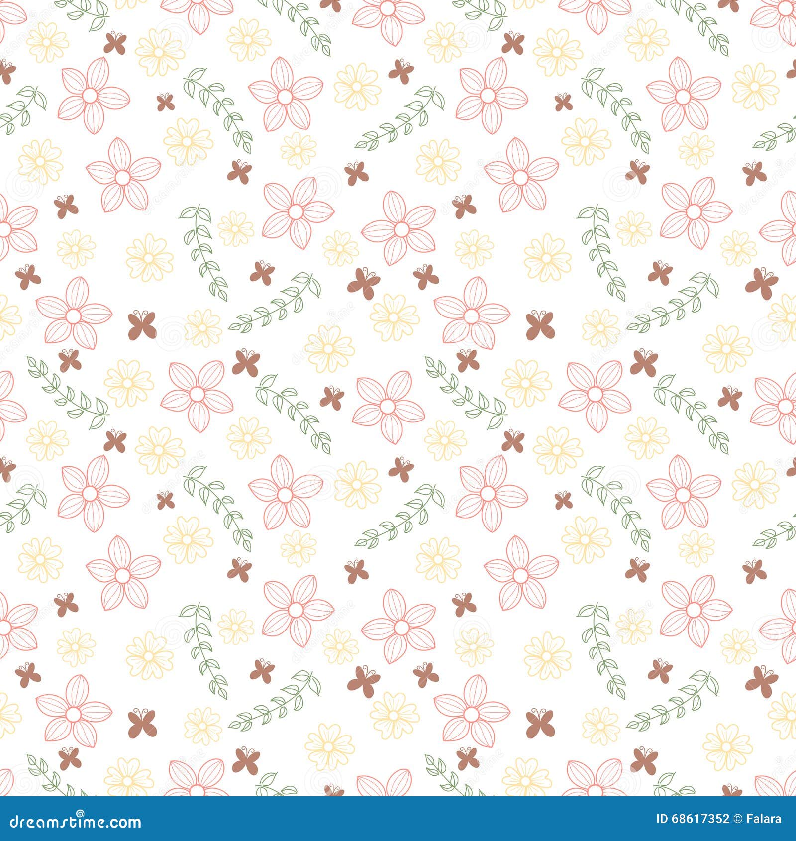 Outline Floral Seamless Pattern Stock Vector - Illustration of ...