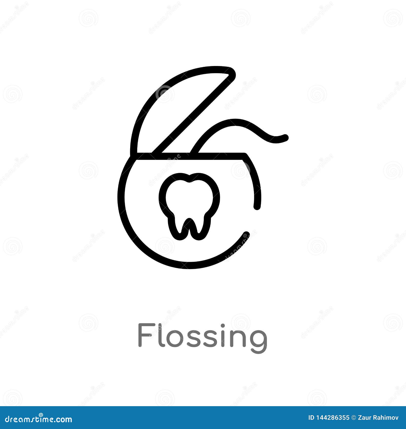 Outline Flossing Vector Icon. Isolated Black Simple Line Element ...