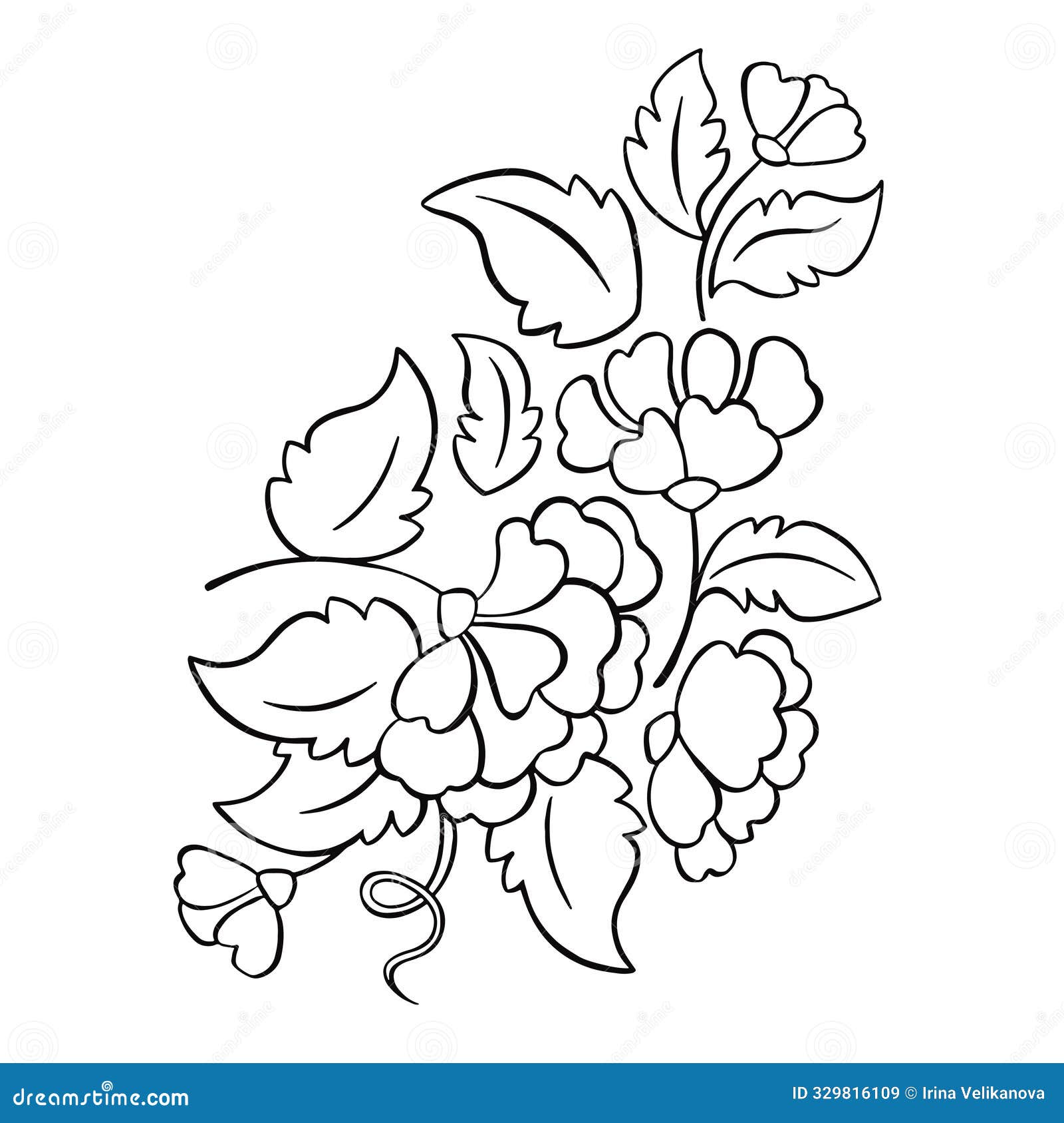 Outline, Flower Arrangement Coloring by Hand Vector Stock Illustration ...