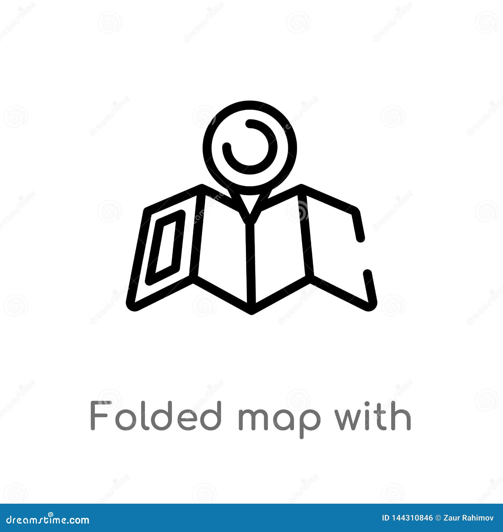 Outline Folded Map with Placeholder Vector Icon. Isolated Black Simple ...