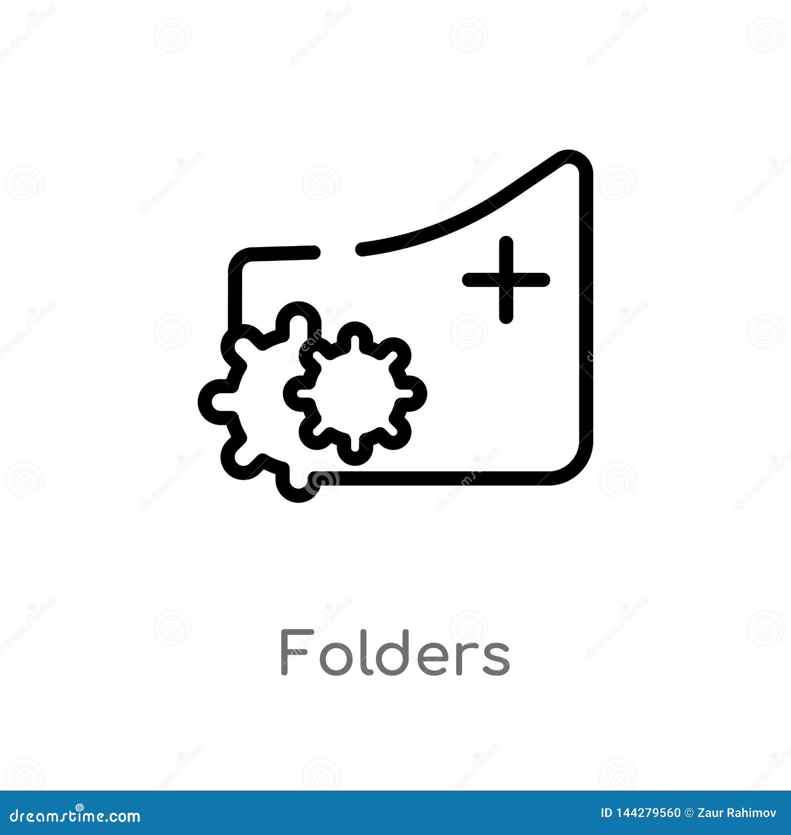 Outline Folders Vector Icon. Isolated Black Simple Line Element ...