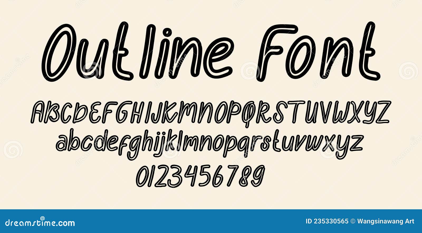 Outline Font Alphabet Vector Illustration Isolated Background Stock ...