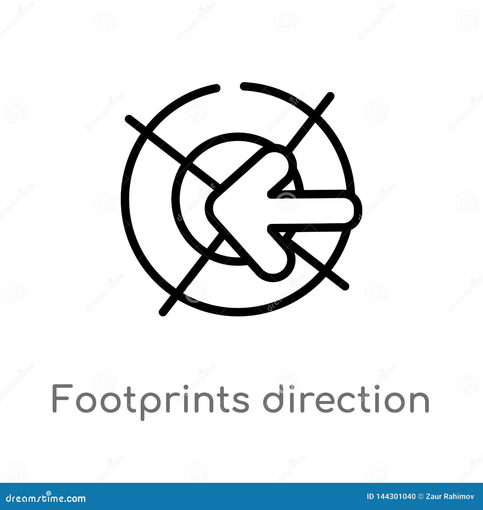 Outline Footprints Direction Sketch Vector Icon. Isolated Black Simple ...