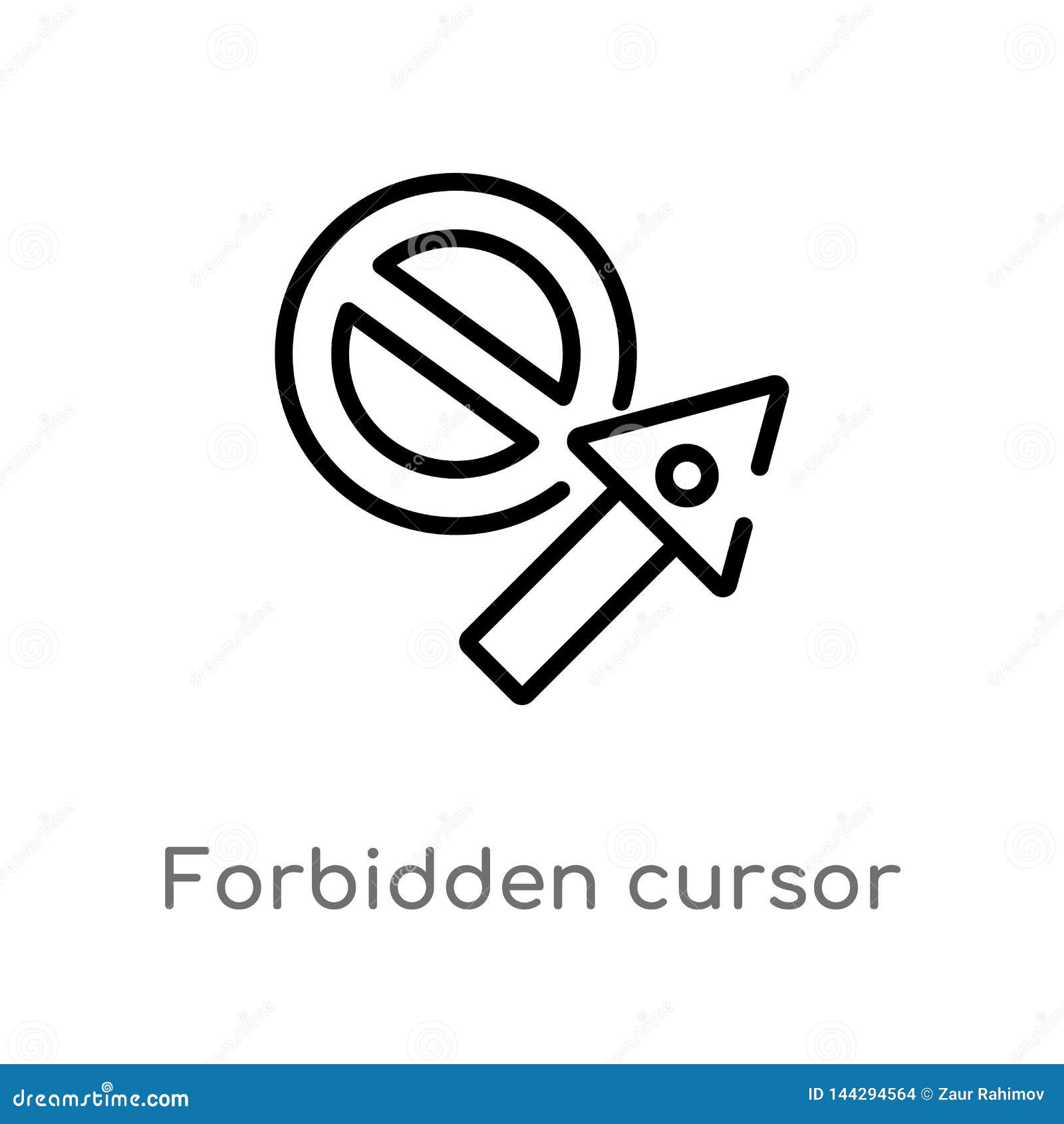 Outline Forbidden Cursor Vector Icon Isolated Black Simple Line
