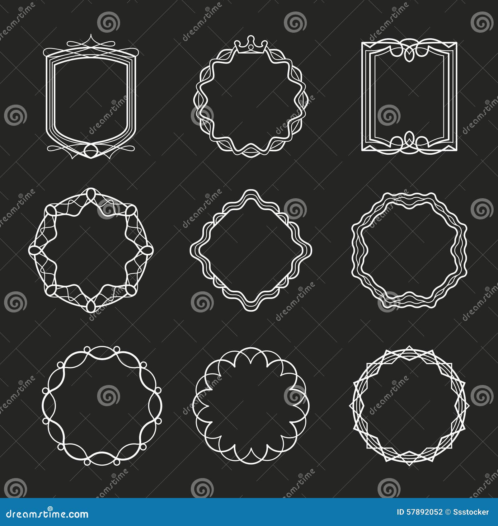 Outline frames stock vector. Illustration of mono, linear - 57892052