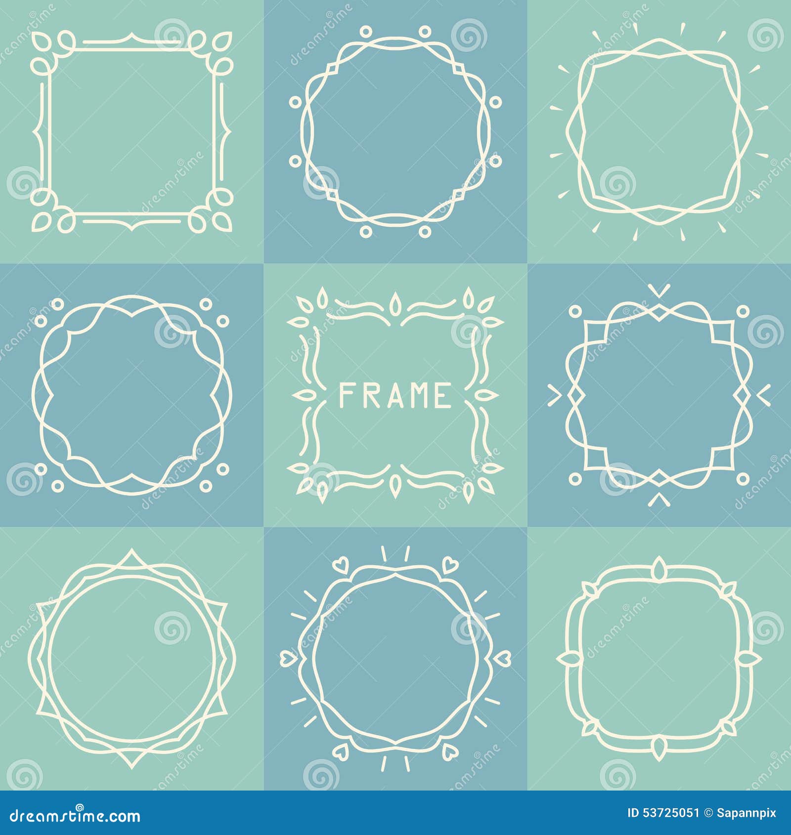 Outline frames set stock vector. Illustration of bouquet - 53725051