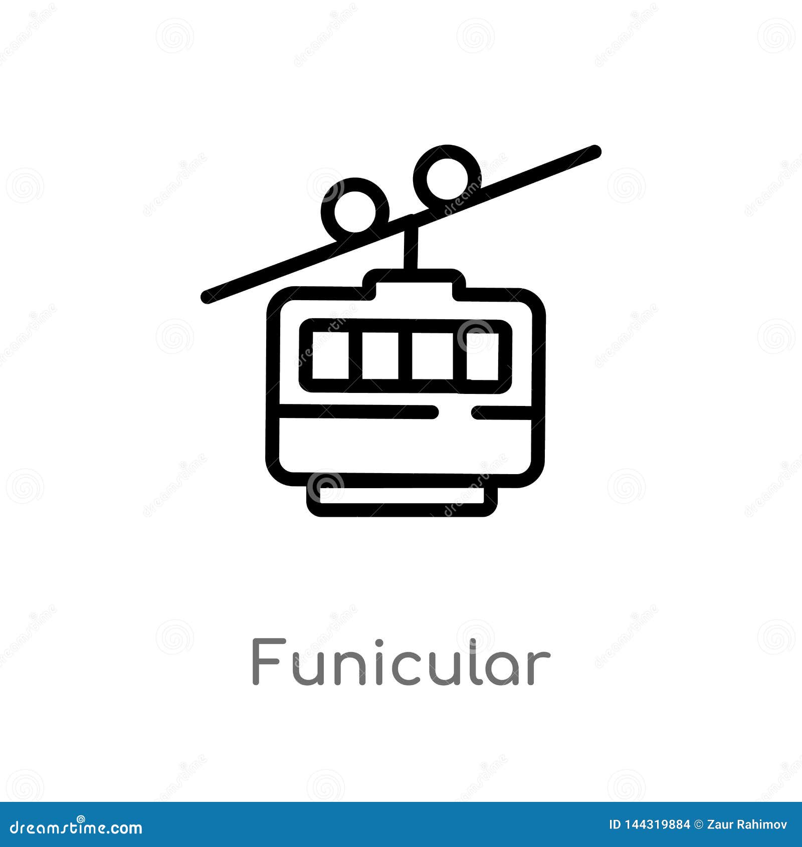 Outline Funicular Vector Icon. Isolated Black Simple Line Element ...