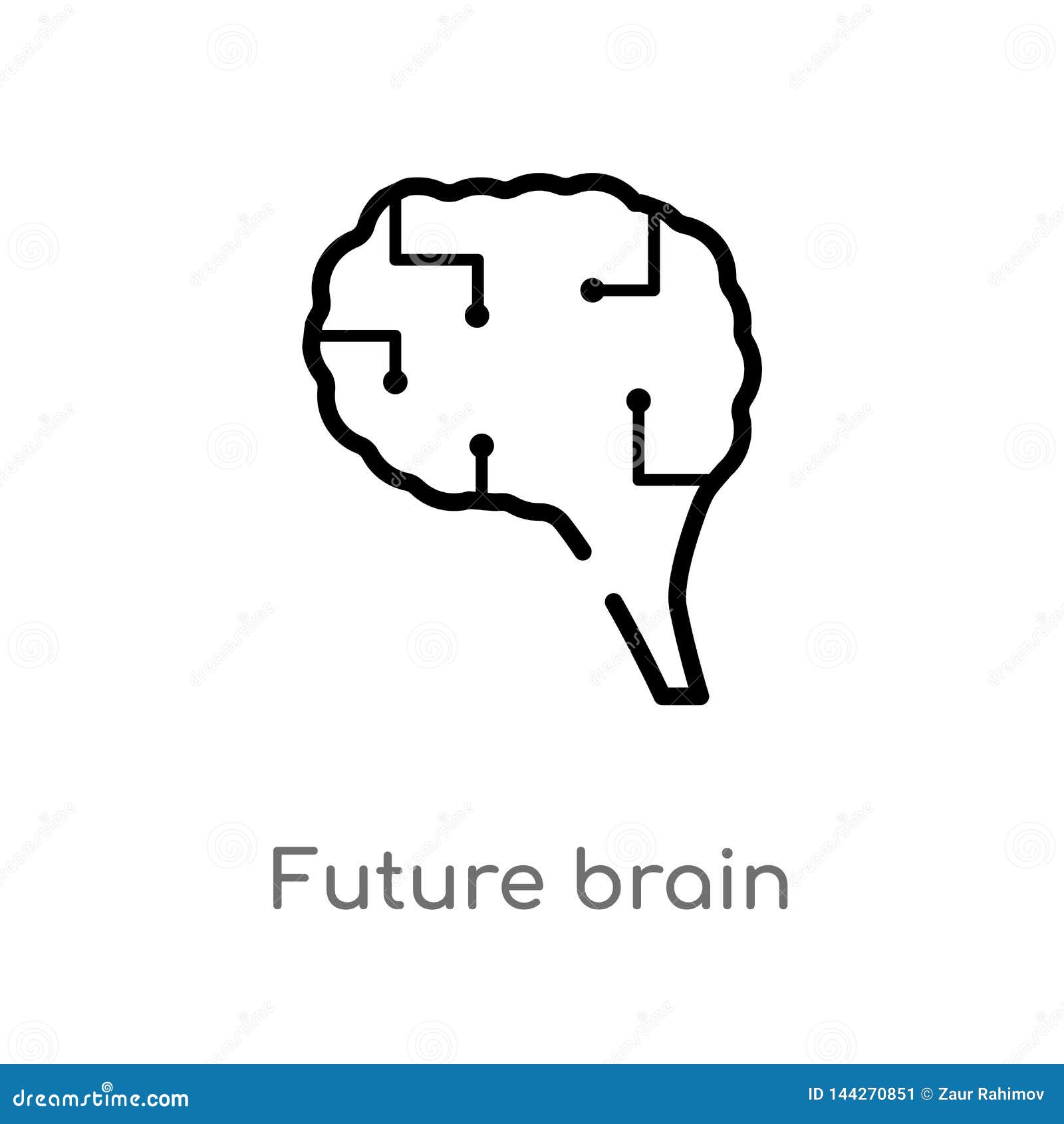 Outline Future Brain Vector Icon. Isolated Black Simple Line Element ...