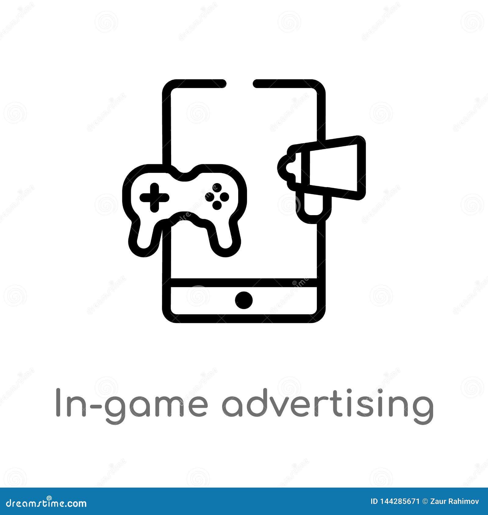 Outline in-game Advertising Vector Icon. Isolated Black Simple Line ...