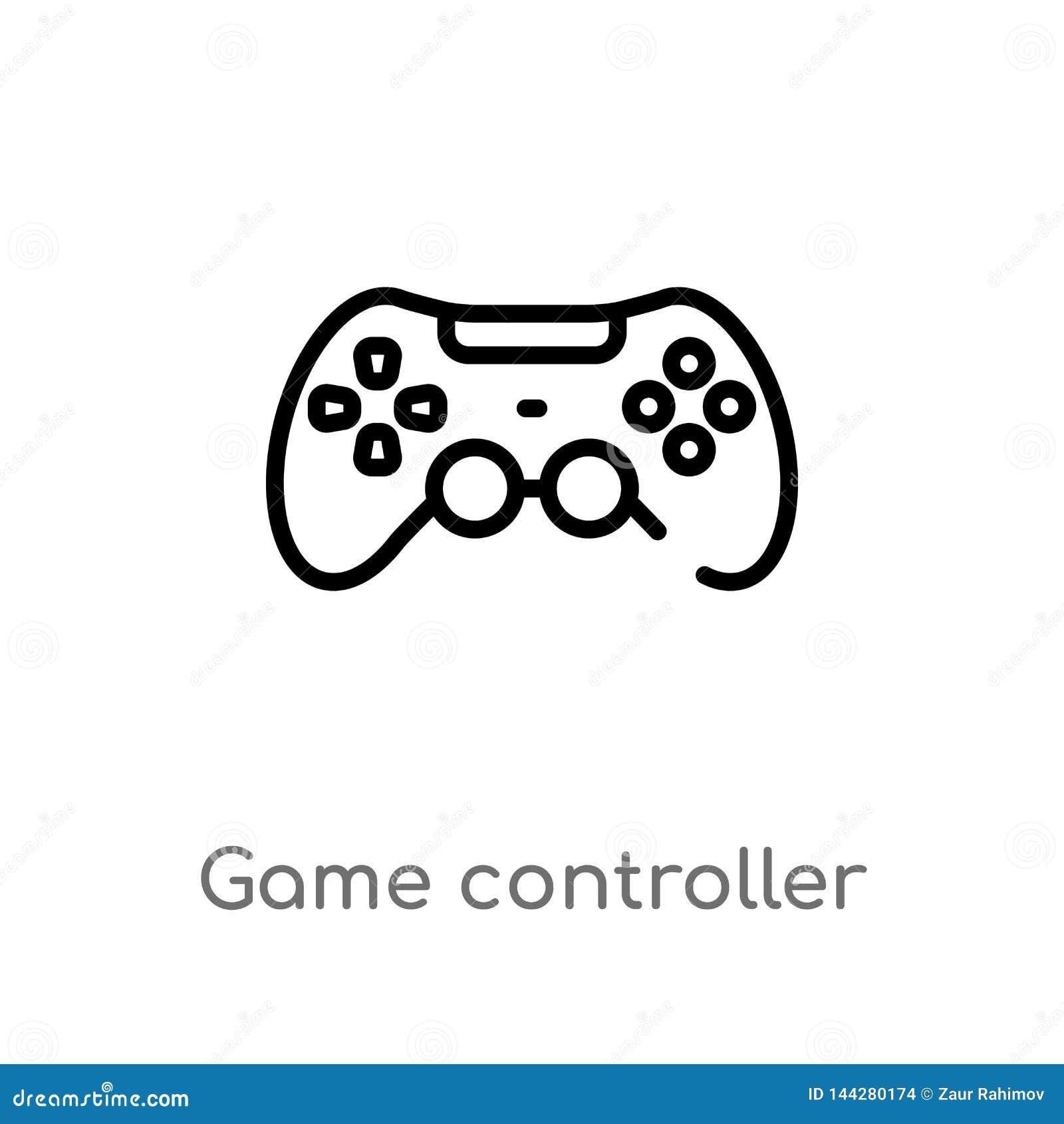 Outline Game Controller Vector Icon. Isolated Black Simple Line Element ...