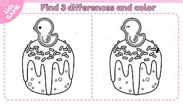 Outline Game Find the Differences with Easter Cake Stock Vector ...