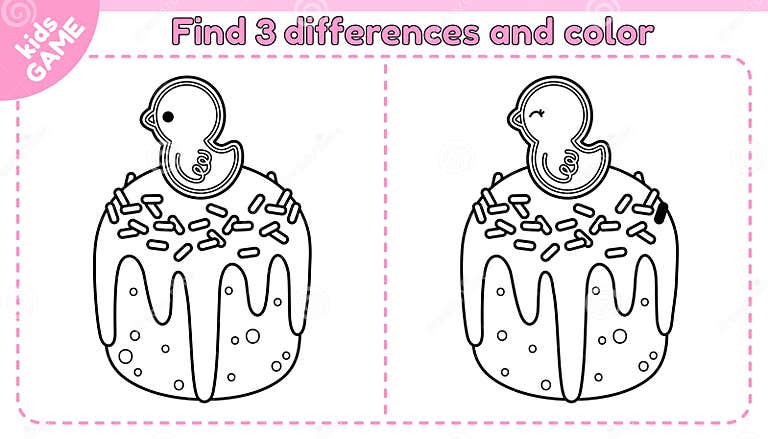 Outline Game Find the Differences with Easter Cake Stock Vector ...