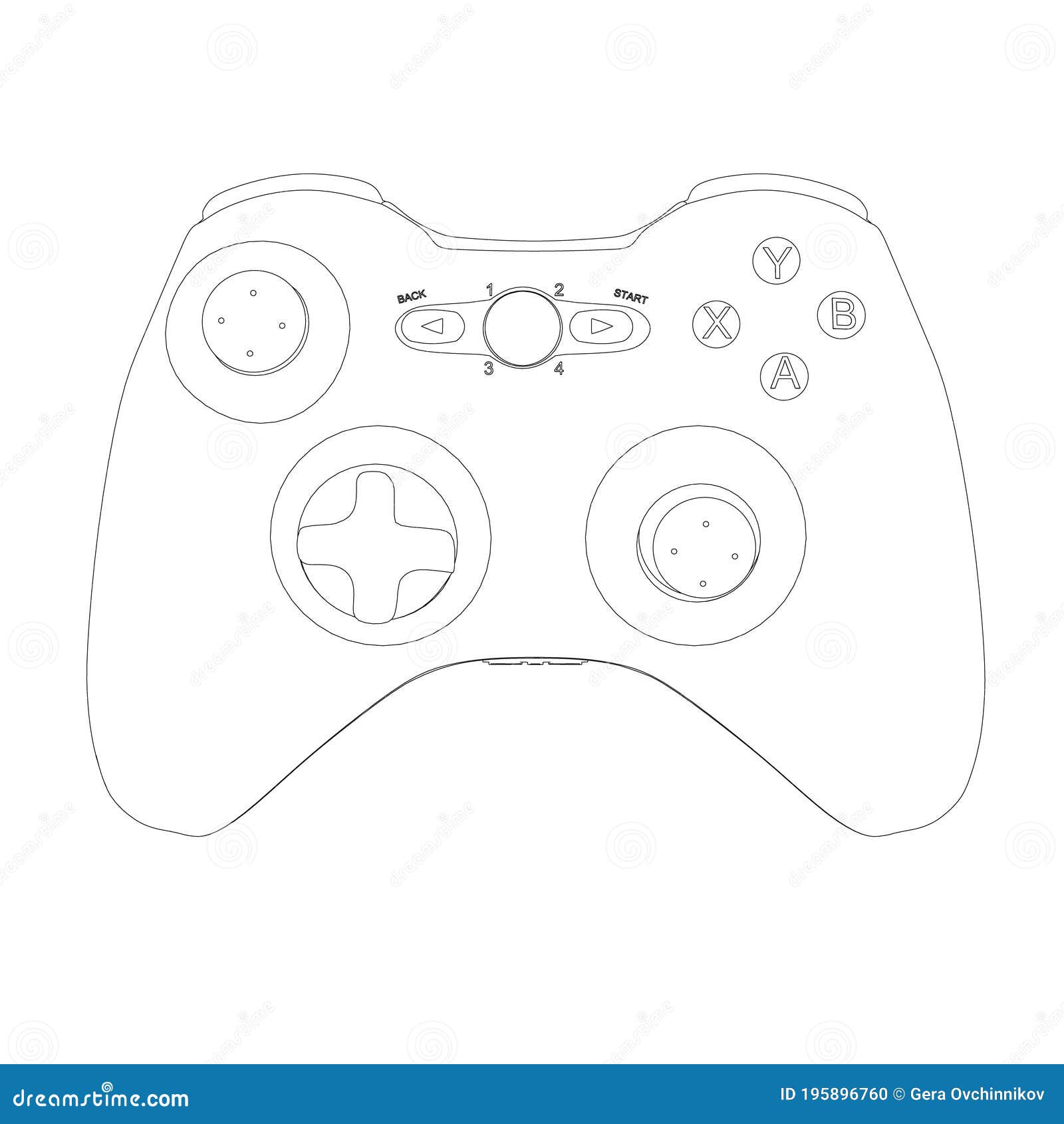 The Outline of the Game Joystick from the Console. View from Above ...
